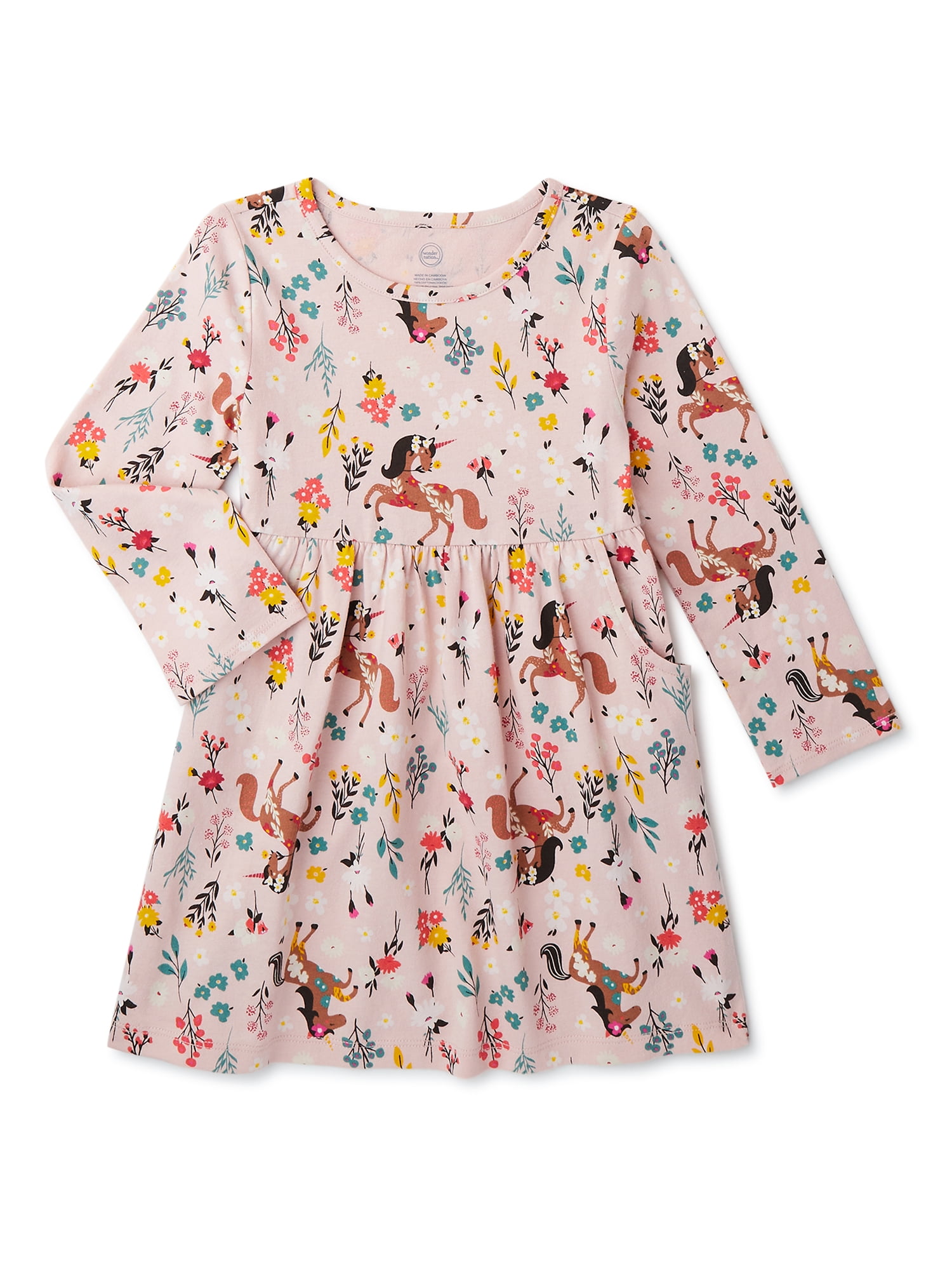 Wonder Nation Toddler Girls' Knit Dress with Long Sleeves - Walmart.com