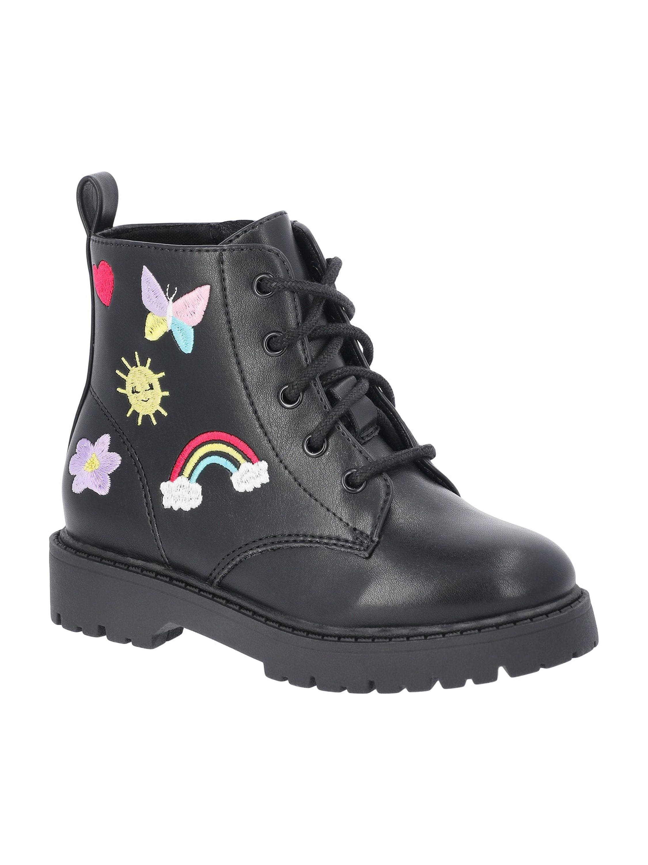 Wonder Nation Toddler Girls Combat Boots with Patches - Walmart.com