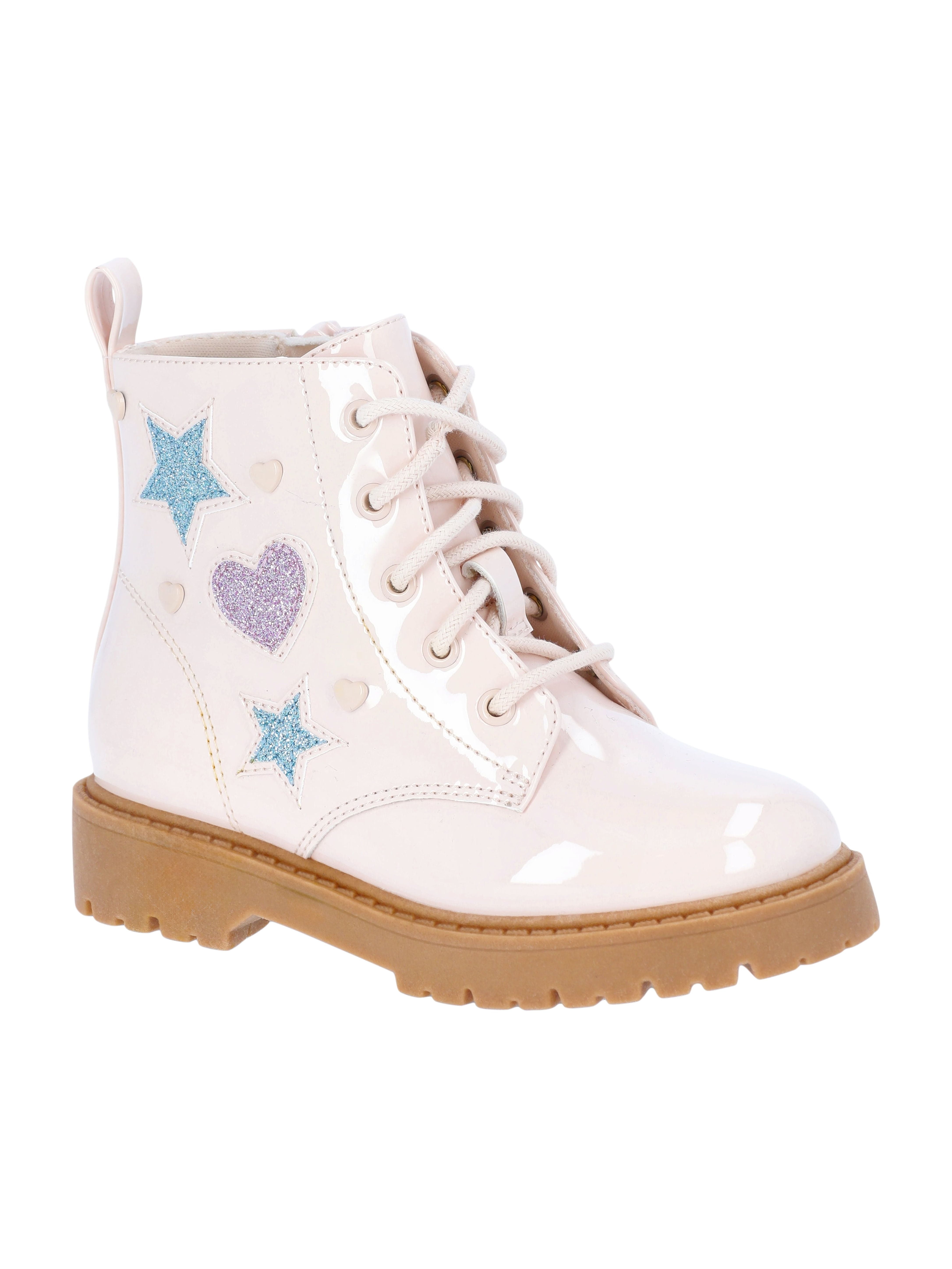 Wonder Nation Toddler Girls Combat Boots with Patches - Walmart.com