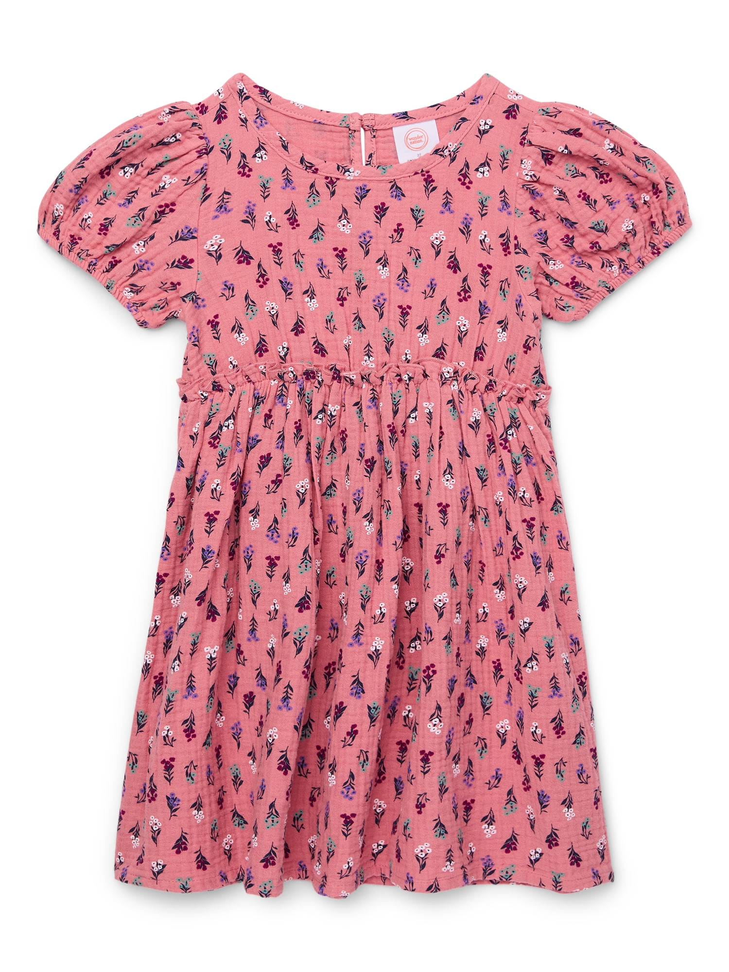 Wonder Nation Toddler Girls Rayon Smocked Dress, Sizes 12M-5T - Walmart.com