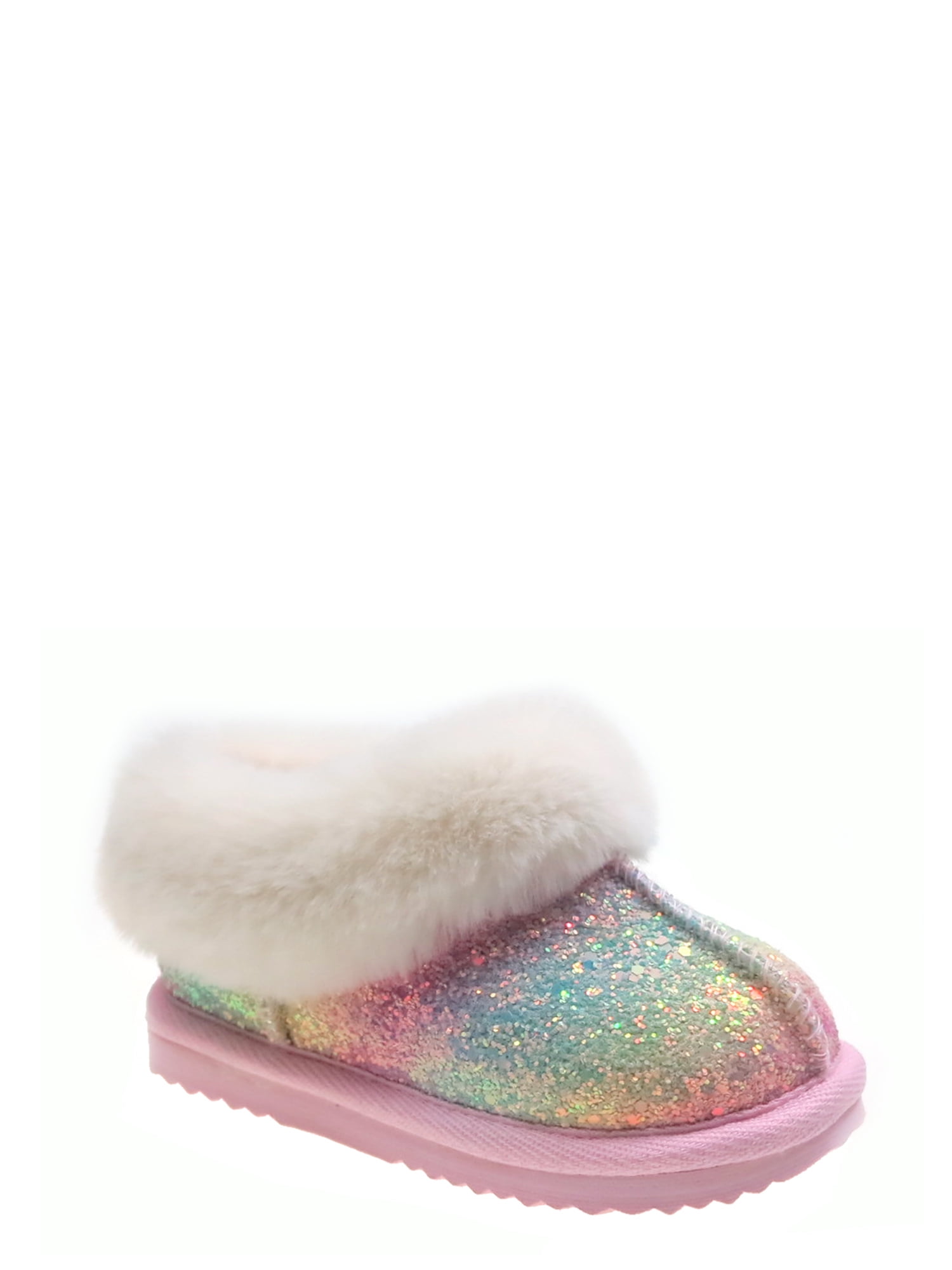 Wonder Nation Toddler Girls Slippers with Faux Fur Trim - Walmart.com