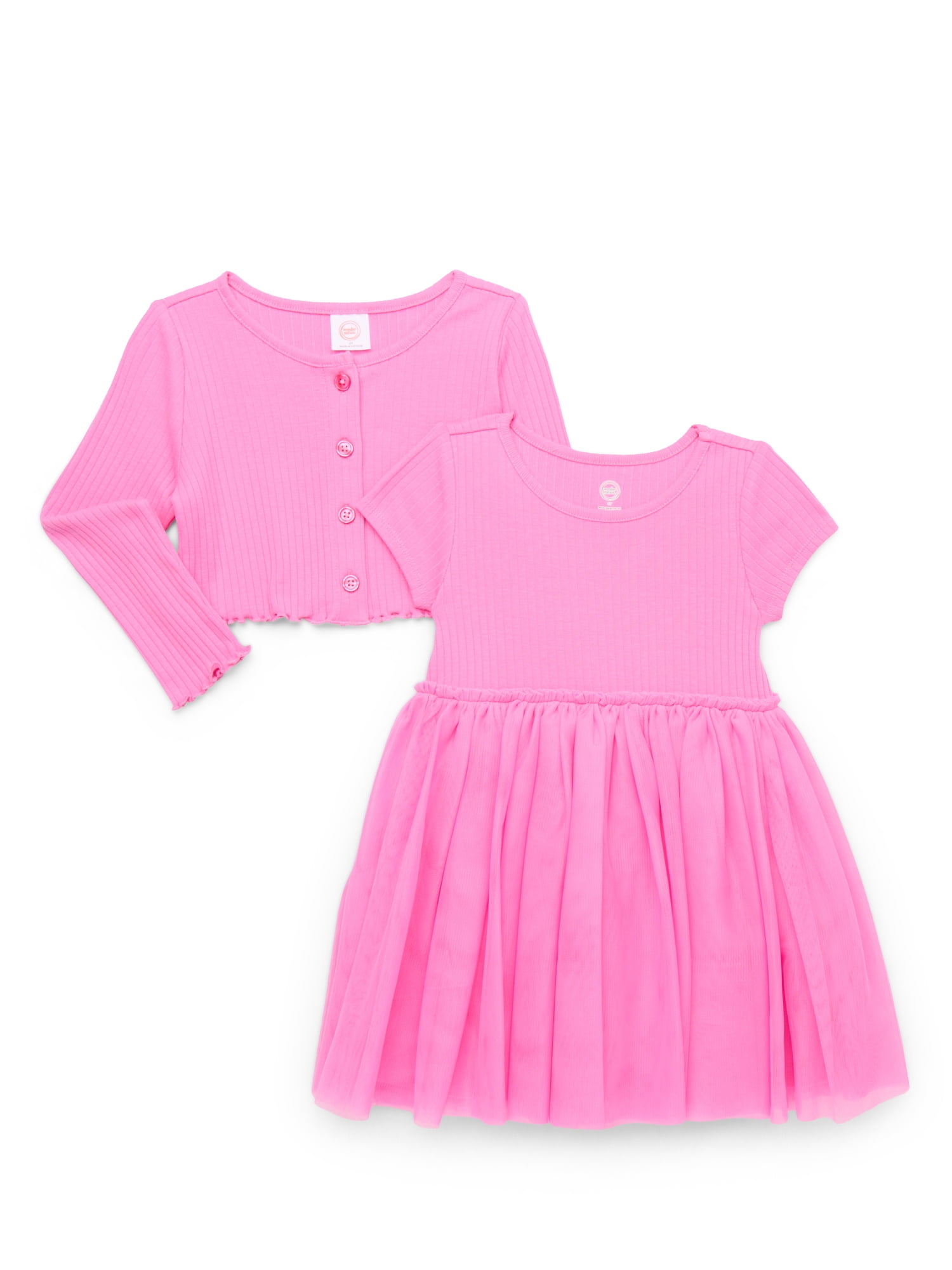 Wonder Nation Toddler Girls Tutu Dress and Cardigan Set, 2-Piece, Sizes ...
