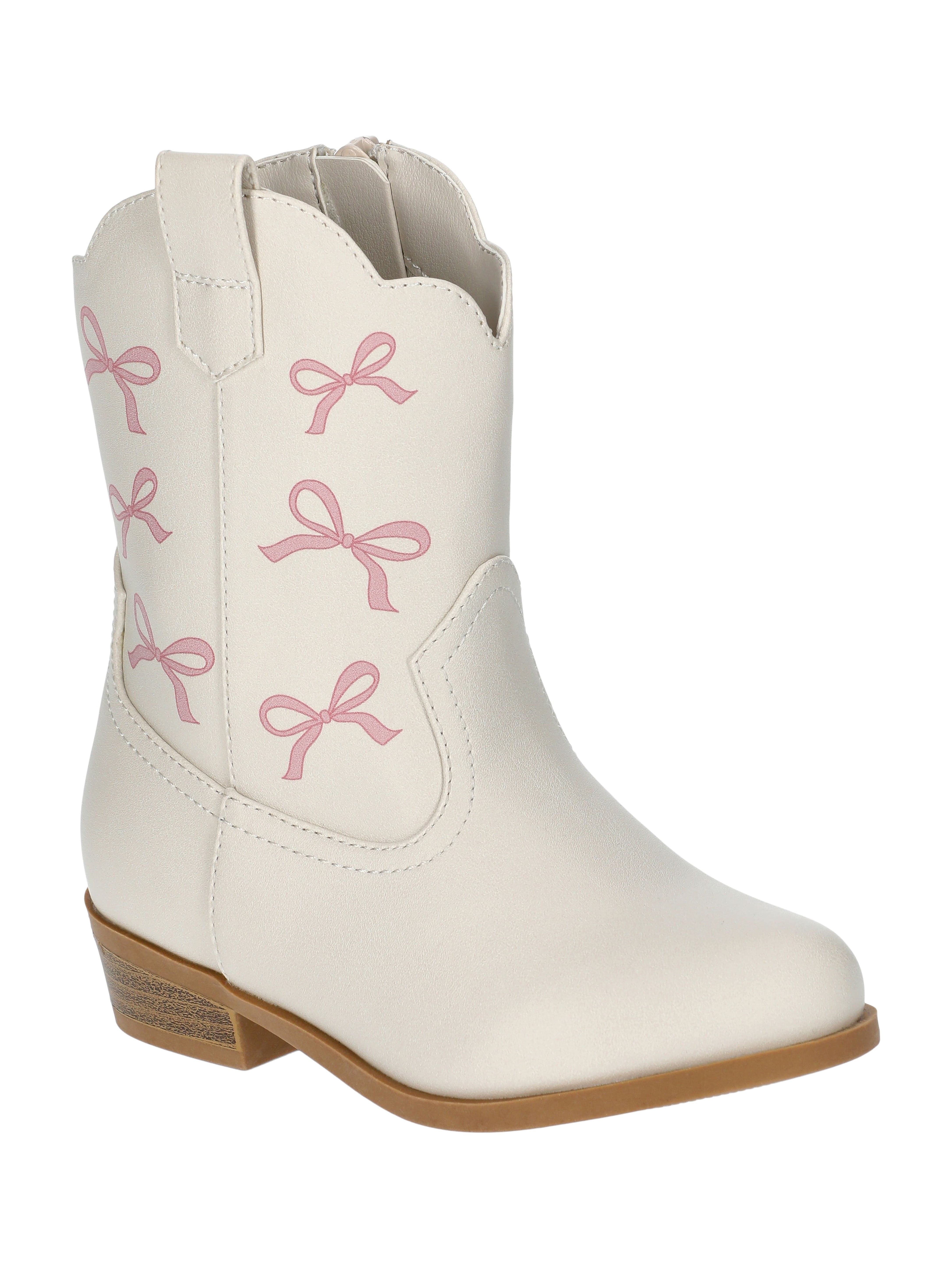 Wonder Nation Girls Bow Print Western Cowgirl Boots - Walmart.com