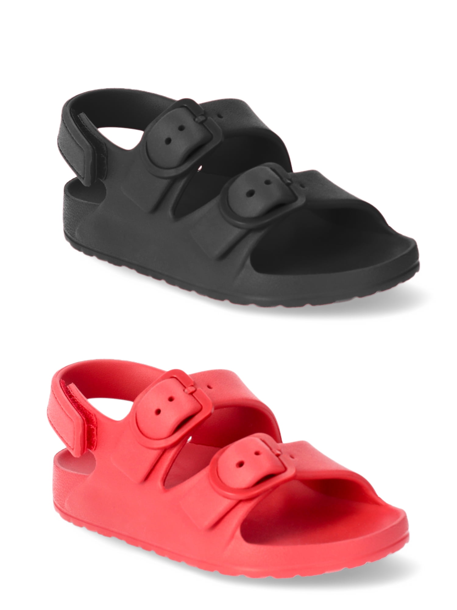 Wonder Nation Toddler EVA Two Buckle Sandal 2 Pack Adjustable Open Toe Slip-On - Walmart.com