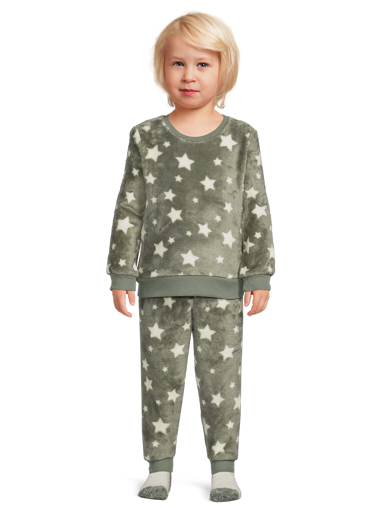 Wonder Nation Toddler Plush Top and Joggers Pajama Set with Socks, 3 ...