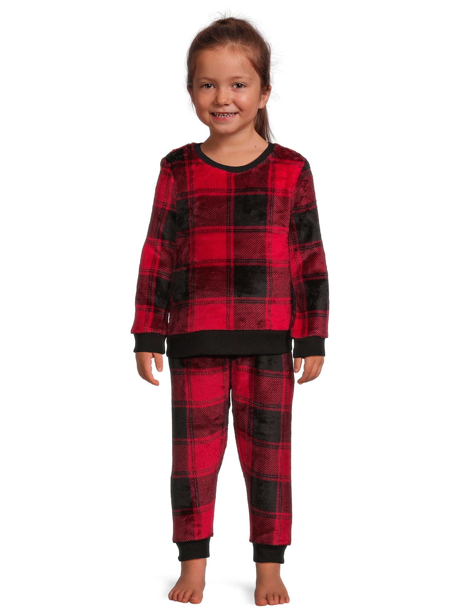 Wonder Nation Toddler Plush Top and Joggers Pajama Set with Socks, 3 ...