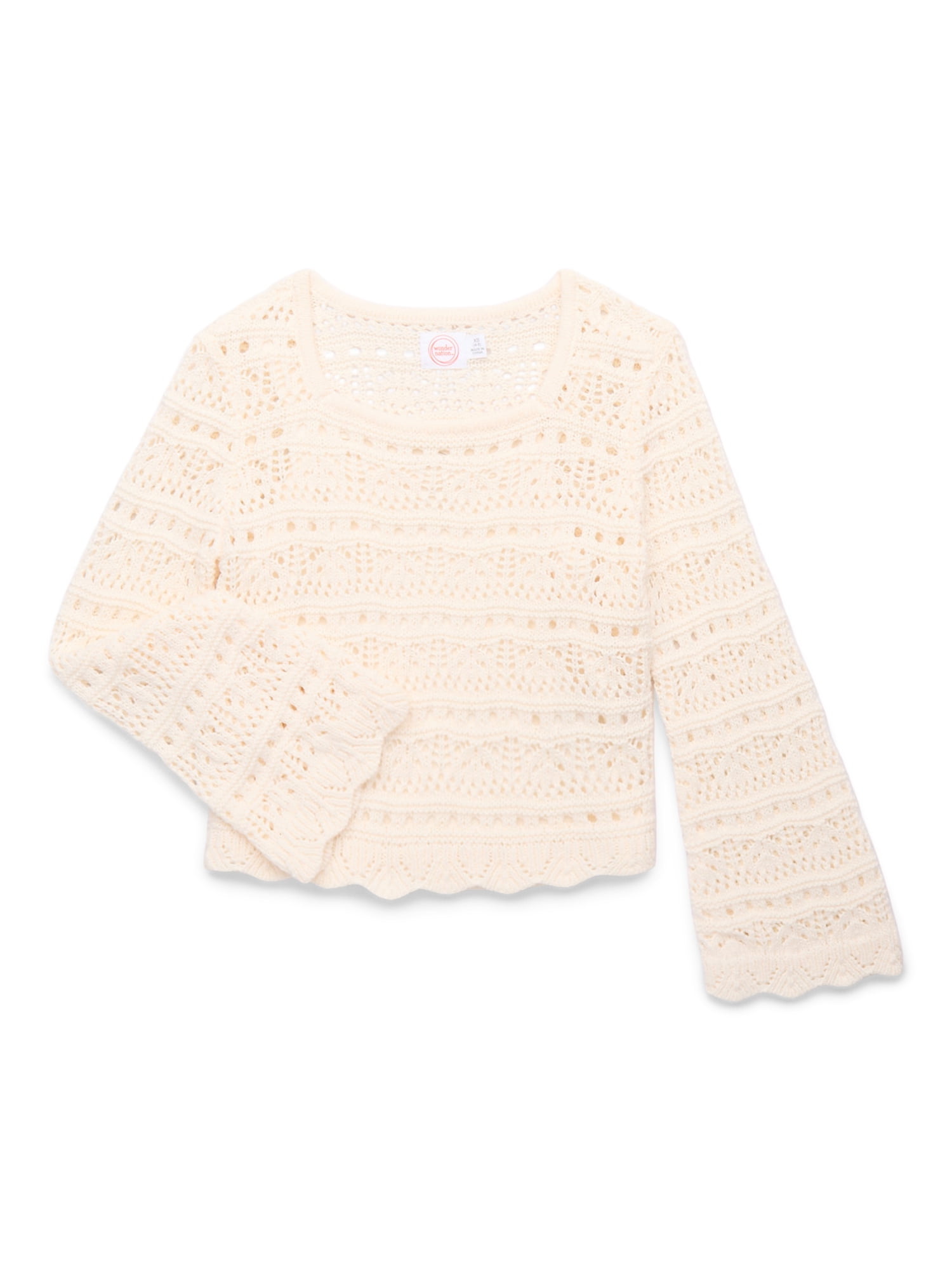 Wonder Nation Tween Girls Crochet Top Long Sleeves Cotton Boho Bell ...
