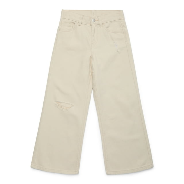 Wonder Nation Tween Girls Wide Leg Jeans with Distressed Details, Sizes ...