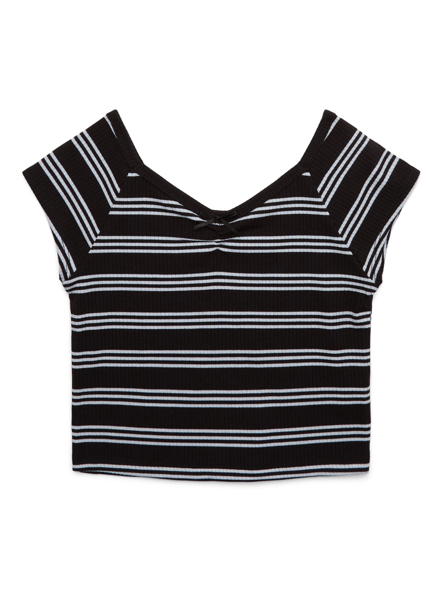 Wonder Nation Tween Girls Ribbed Raglan Tee with Short Sleeves, Sizes 4 ...