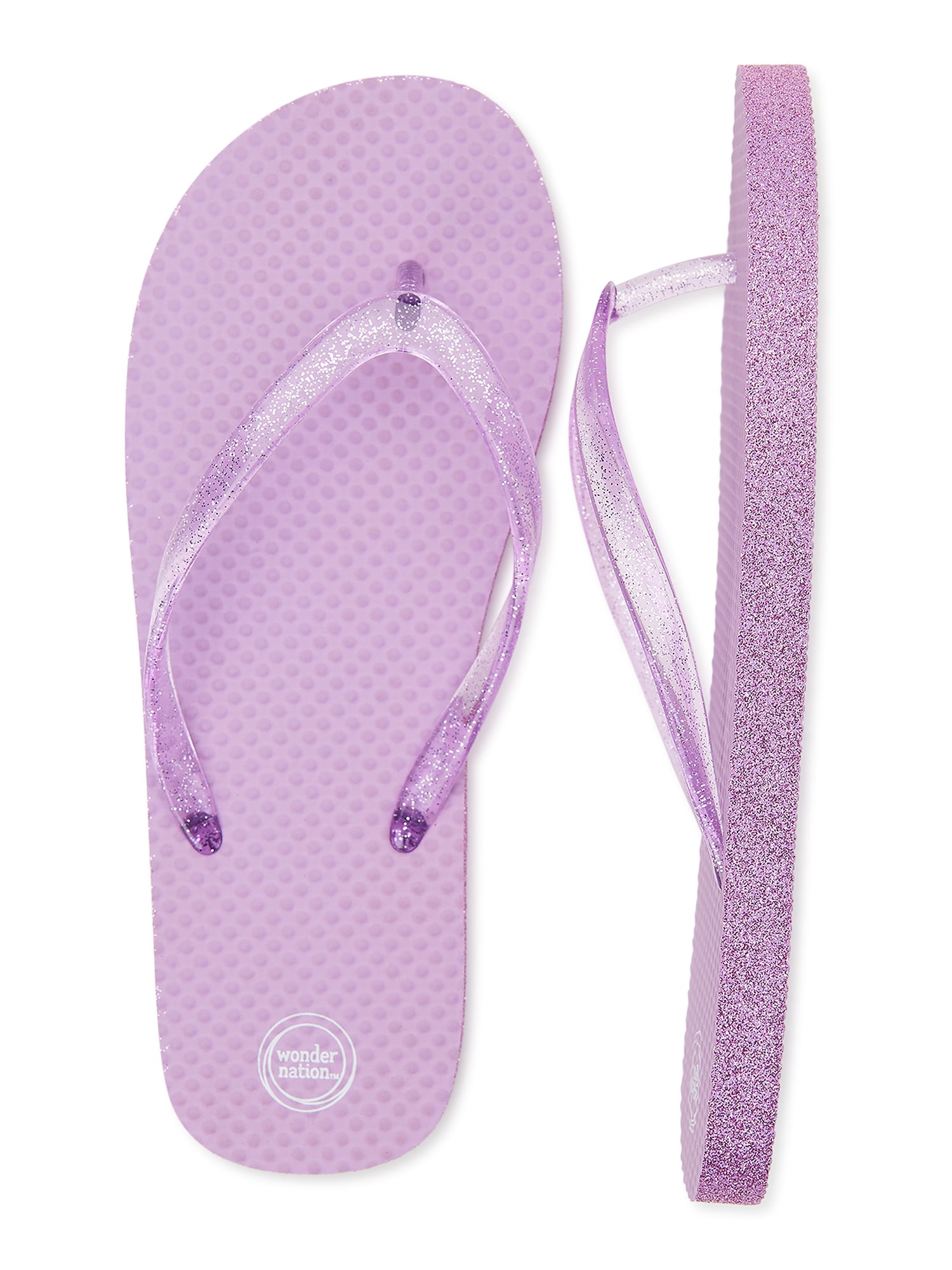 Wonder Nation Kids Glittery Flip Flop Sandals - Sizes 13/1-6 - Walmart.com