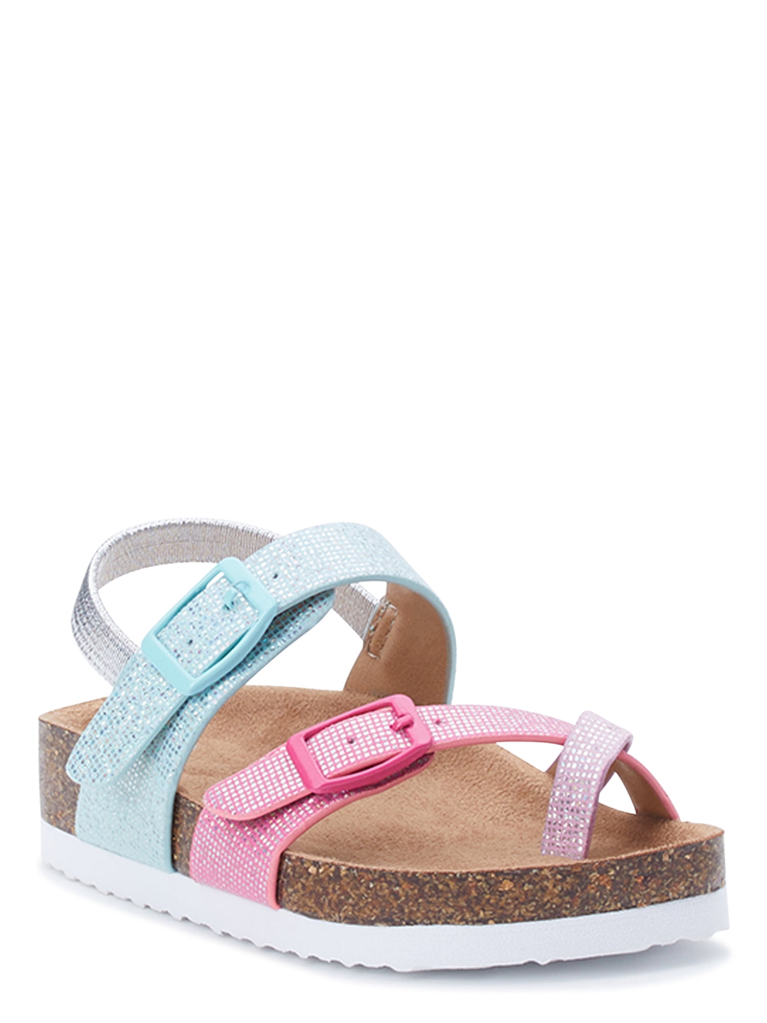 Wonder Nation Unisex Kids Strappy Comfort Sandal, Cork Midsole, Pink ...