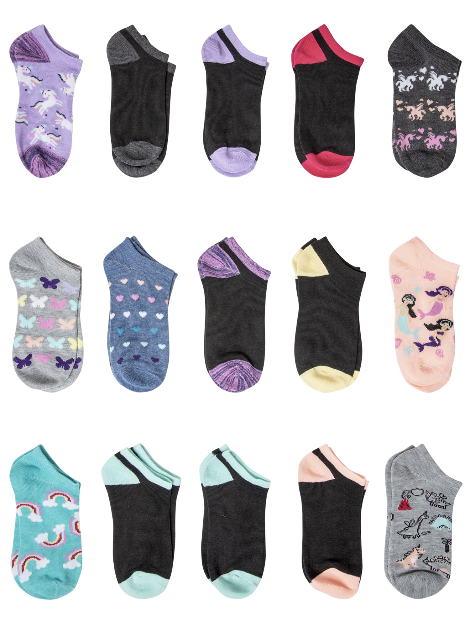 Wonder Nation Women's No-Cut No-Show Socks Pack of 15 Soft Durable ...