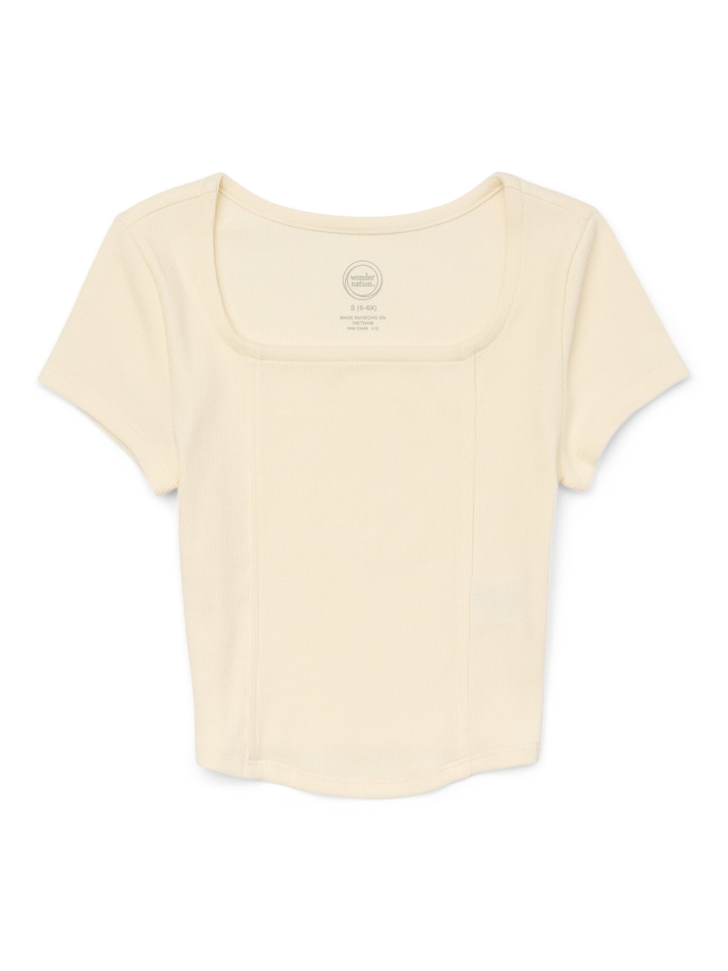 Wonder Nation Women's Tween Short Sleeve Top, Delicate Ivory - Walmart.com