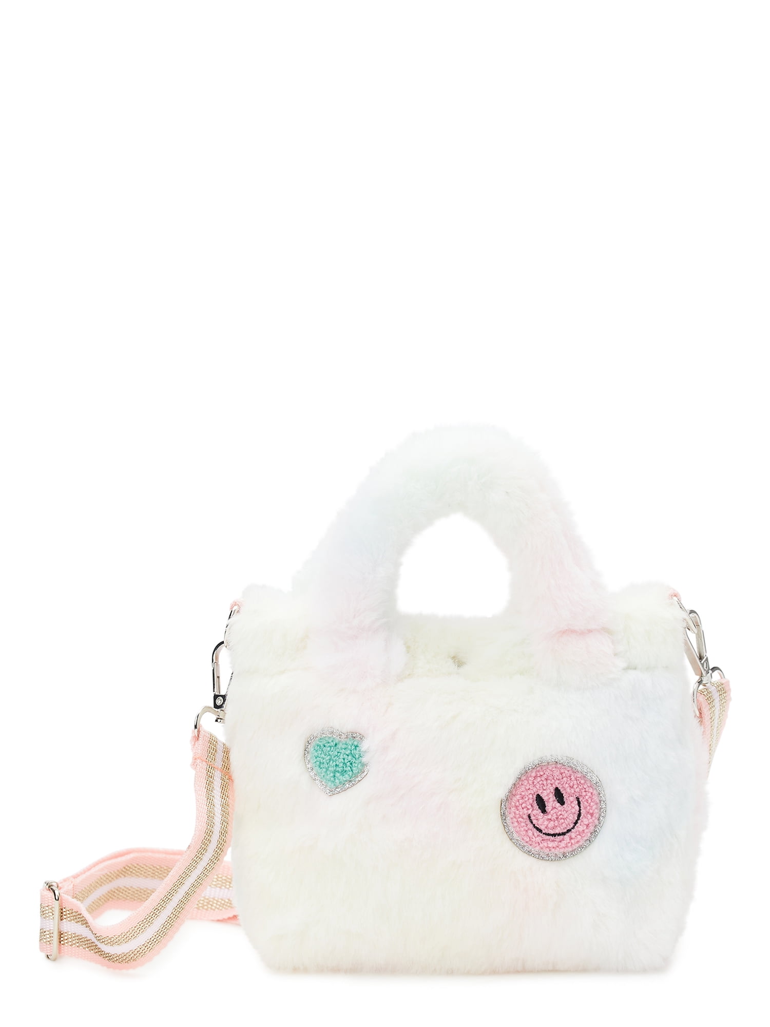 Wonder Nation by Wonder Nation Girls’ Faux Fur Tote Crossbody Bag, Pink ...