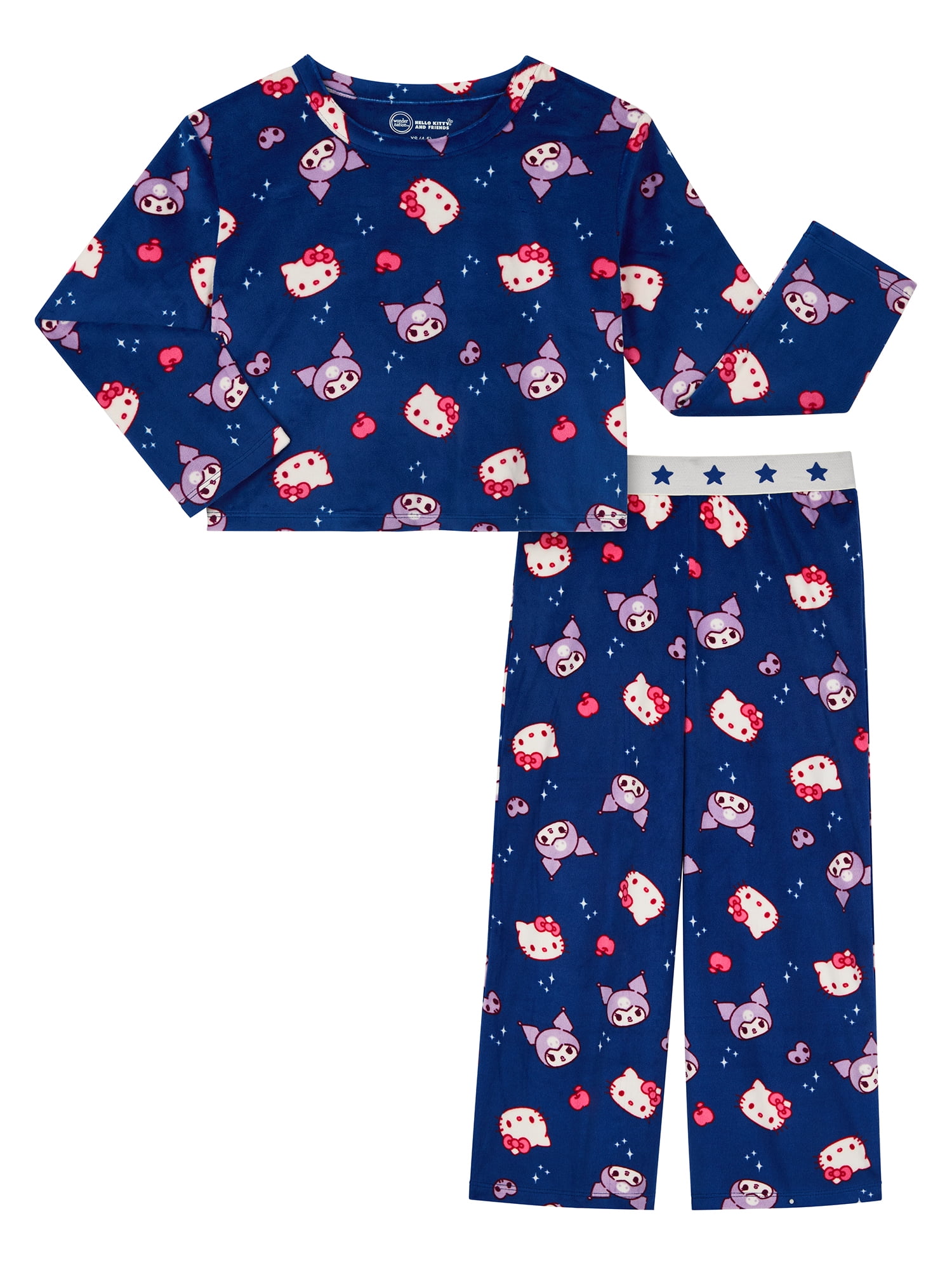 Wonder Nation Hello Kitty Girls Long Sleeve Top and Sleep Pant Pajama ...