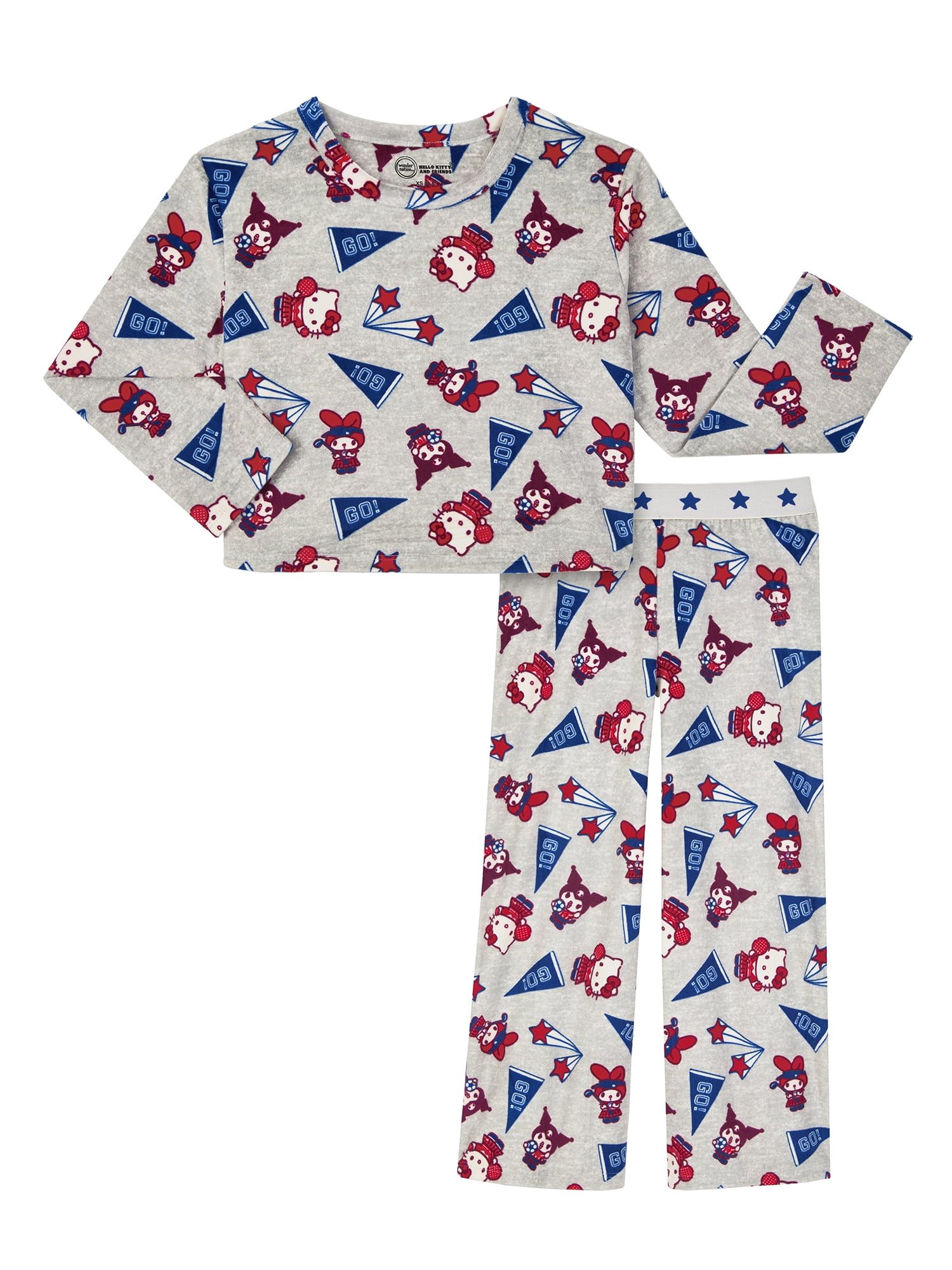 Wonder Nation Hello Kitty Girls Long Sleeve Top and Sleep Pant Pajama ...