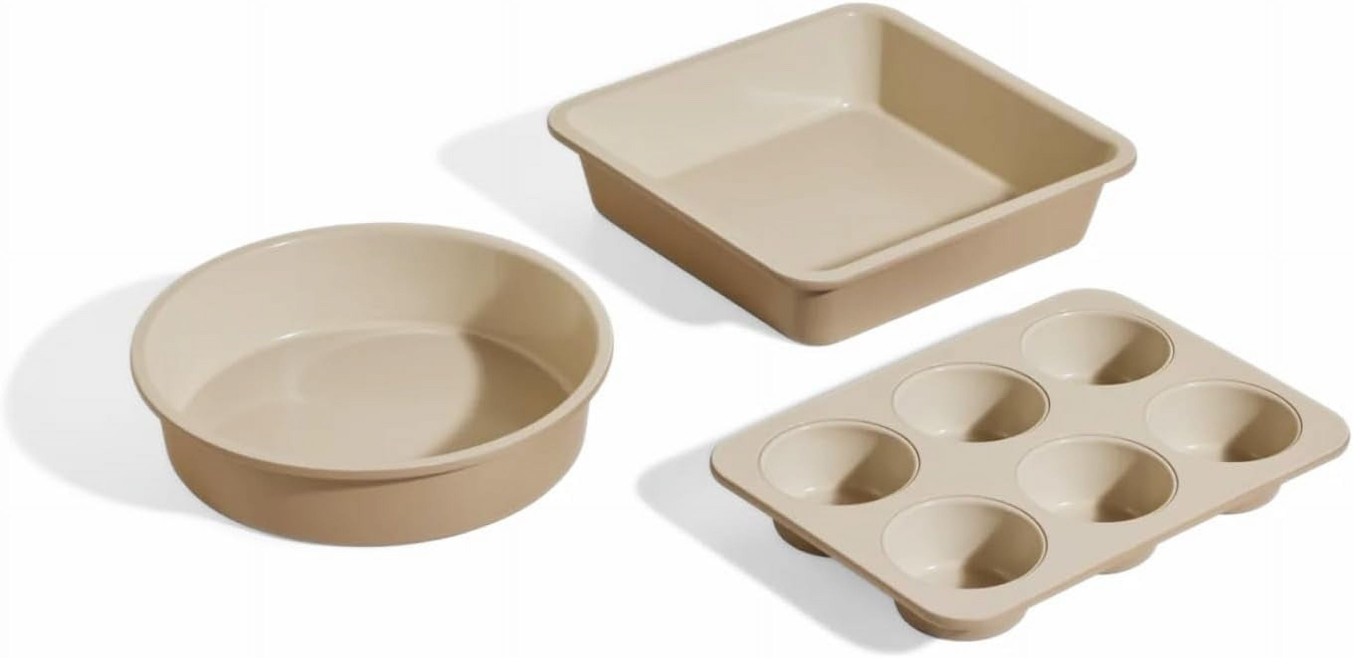 Wonder Oven Baker’s Kit – 3-Piece Toxin-Free Ceramic Nonstick Bakeware Set (8” Round, 8” Square ...