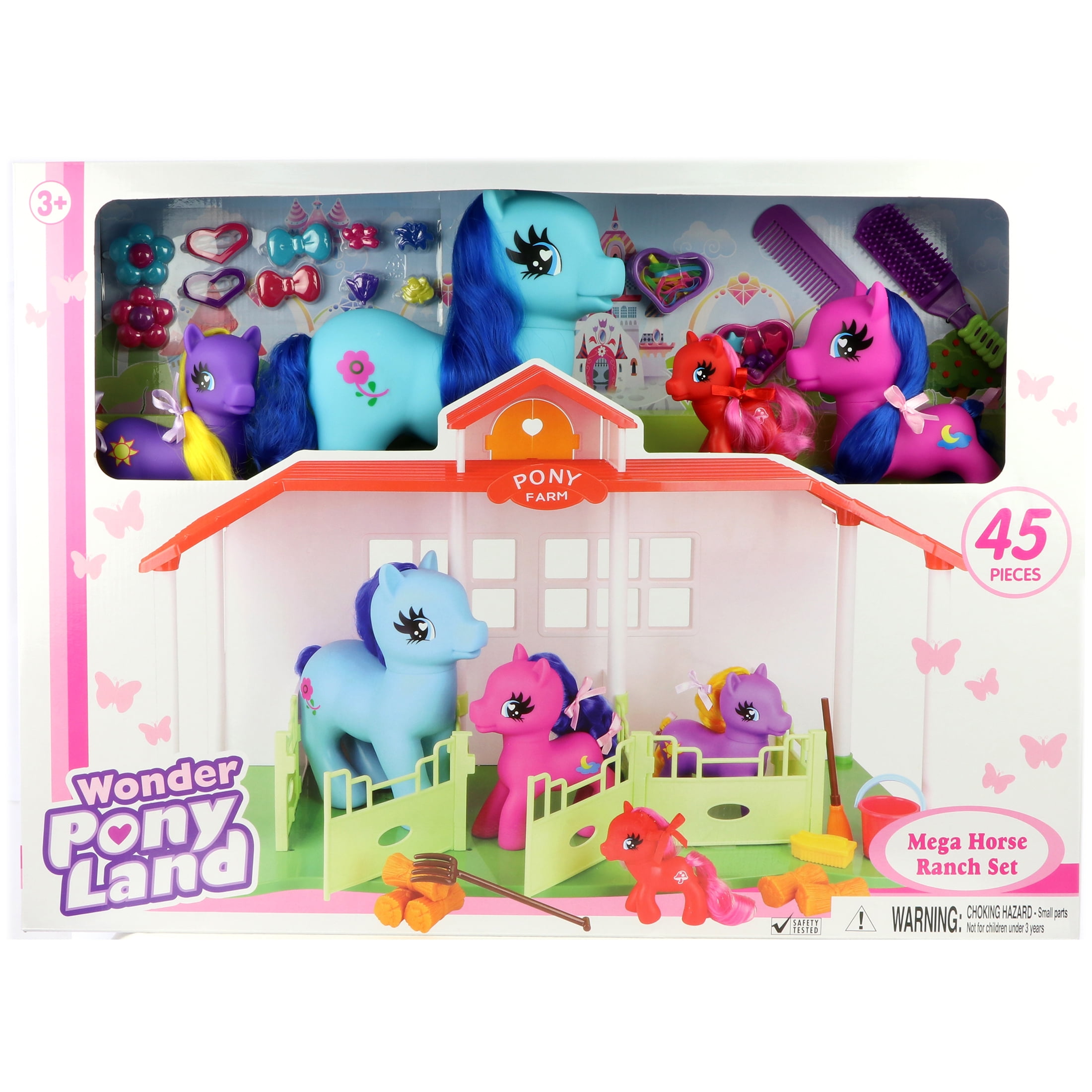 Wonder Pony Land 45 Piece Mega Horse Ranch Set - Walmart.com