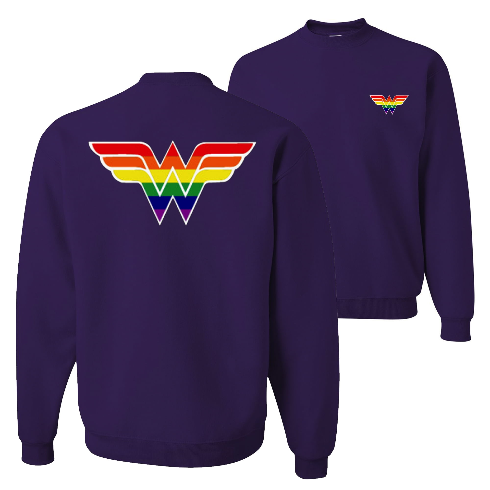 Wonder Rainbow LGBT Pride Mens Crew Neck , Purple, Medium - Walmart.com