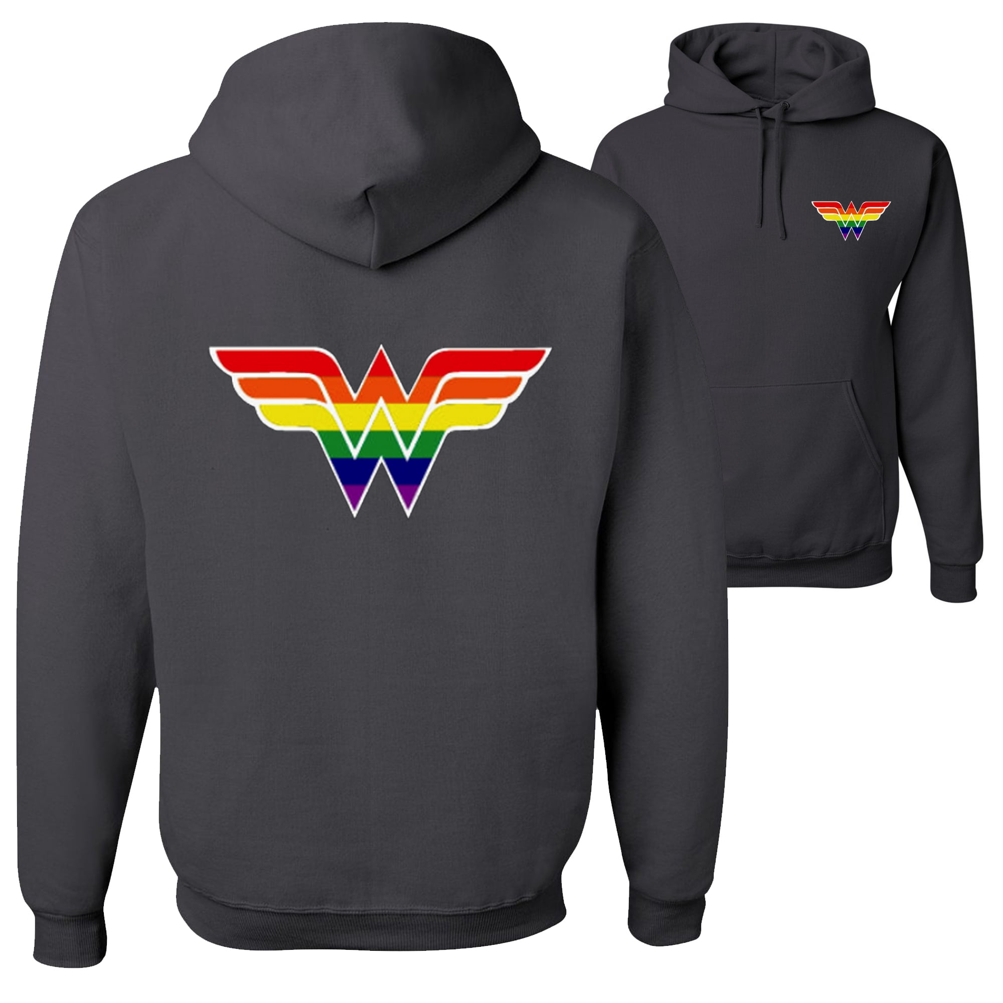 Wonder Rainbow LGBT Pride FRONT AND BACKMens Hoodies, Charcoal, 4XL ...