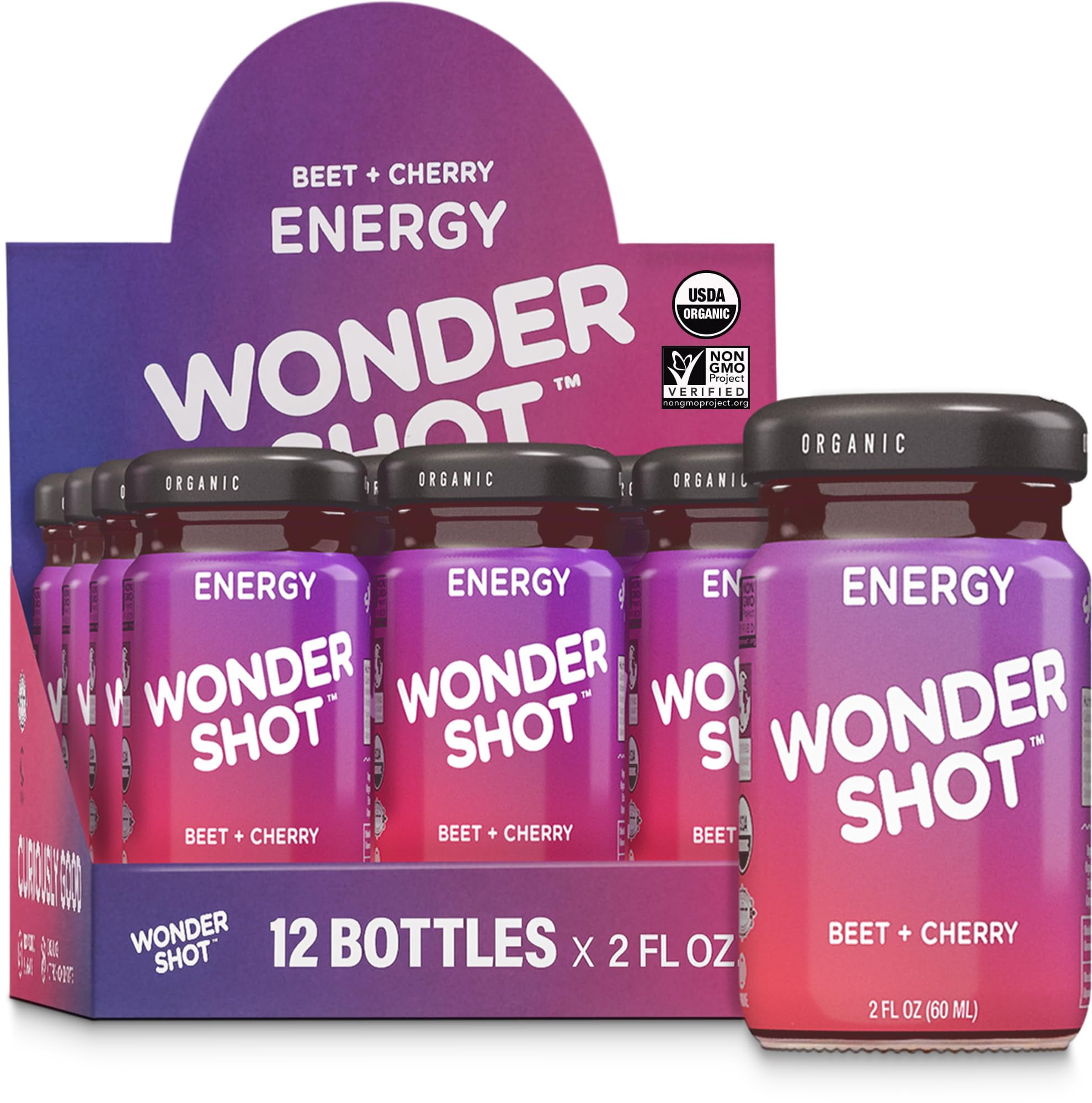 Wonder Shot Organic Beet and Cherry Shots for Quick Energy Boost, 2oz ...