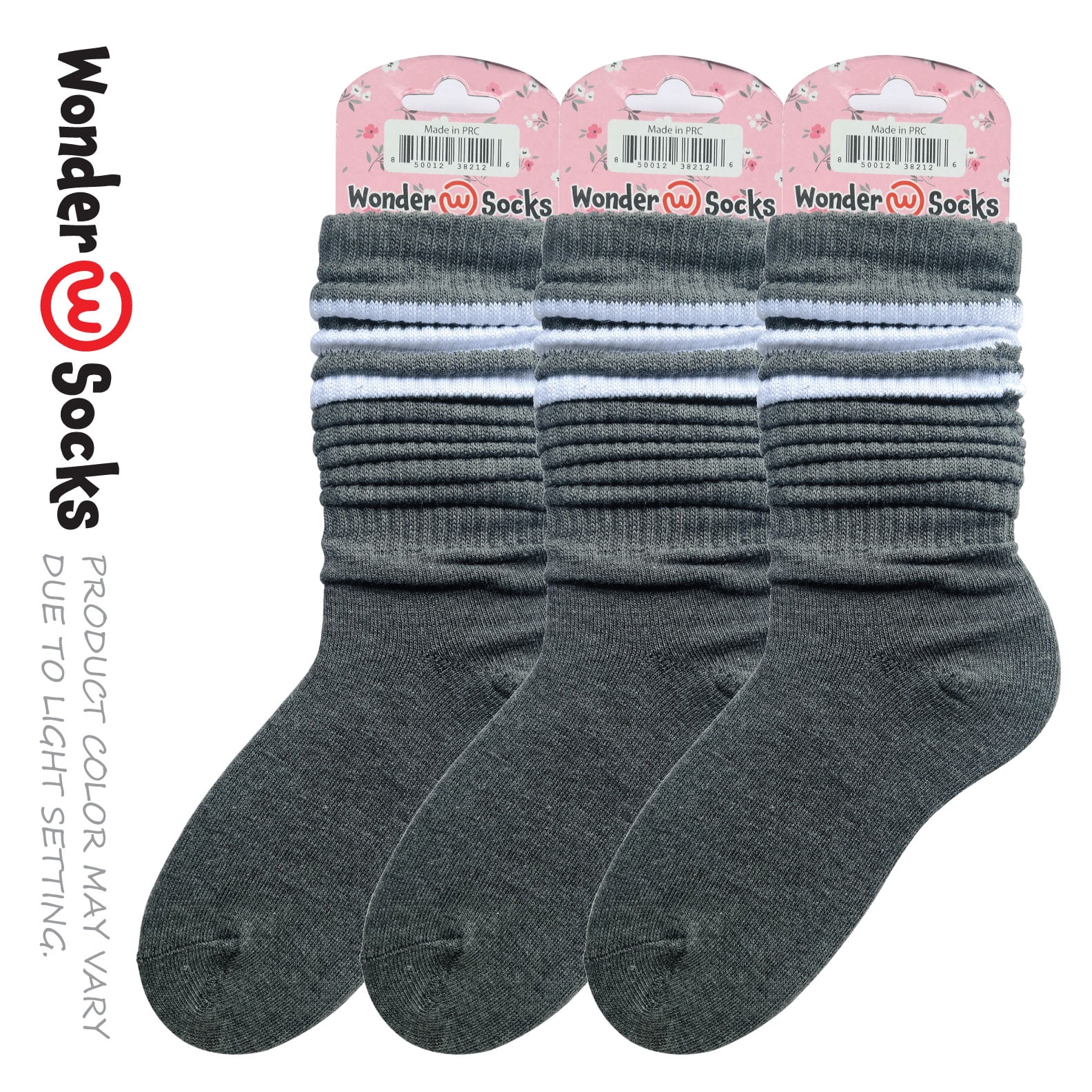 Wonder Slouch Striped Socks Dark Gray with White Lines 3-Pair Pack ...