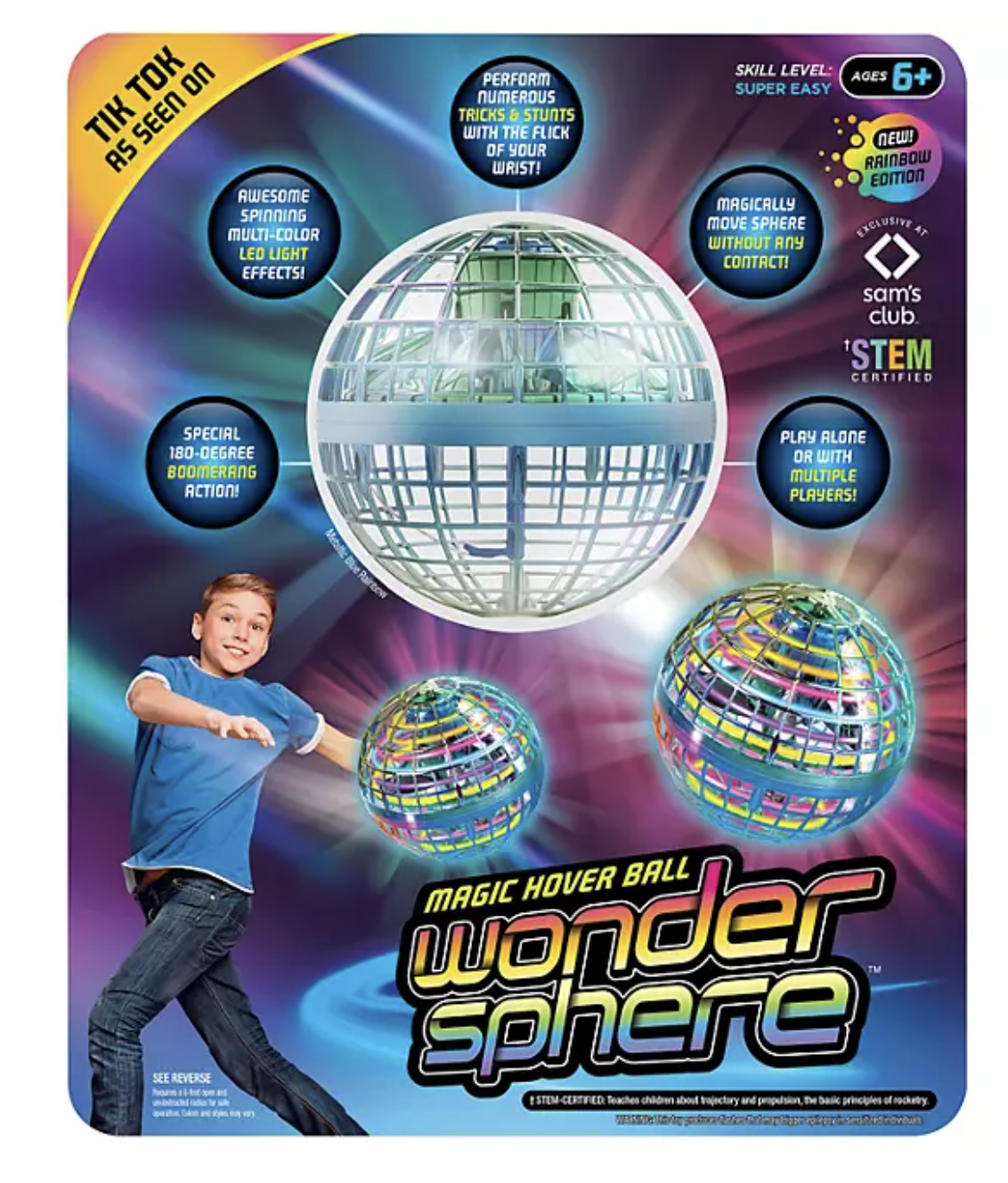 Wonder Sphere Magic Hover Ball Rainbow Edition with LED Lights ...