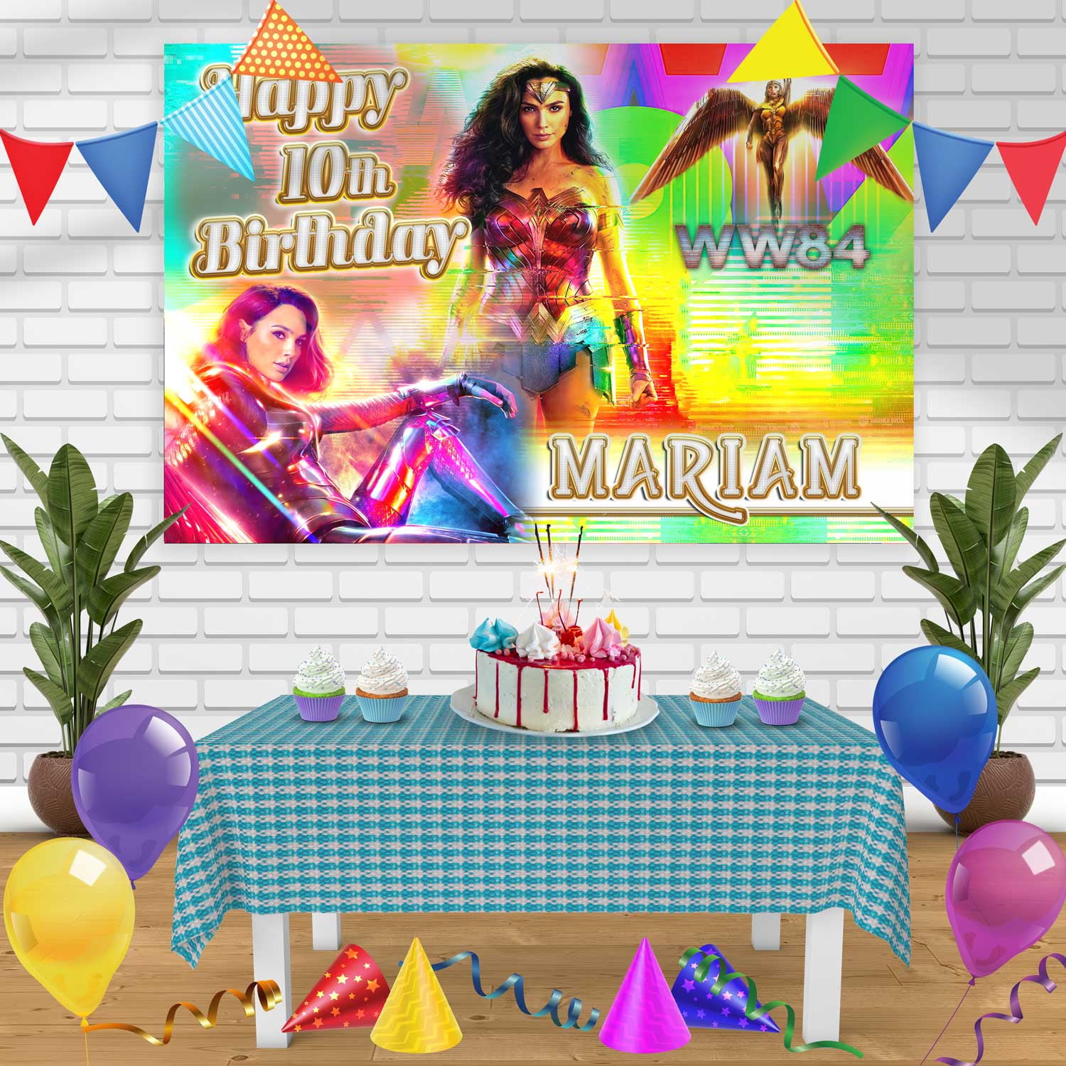 Wonder Woman 1984 Birthday Banner Personalized Party Backdrop ...