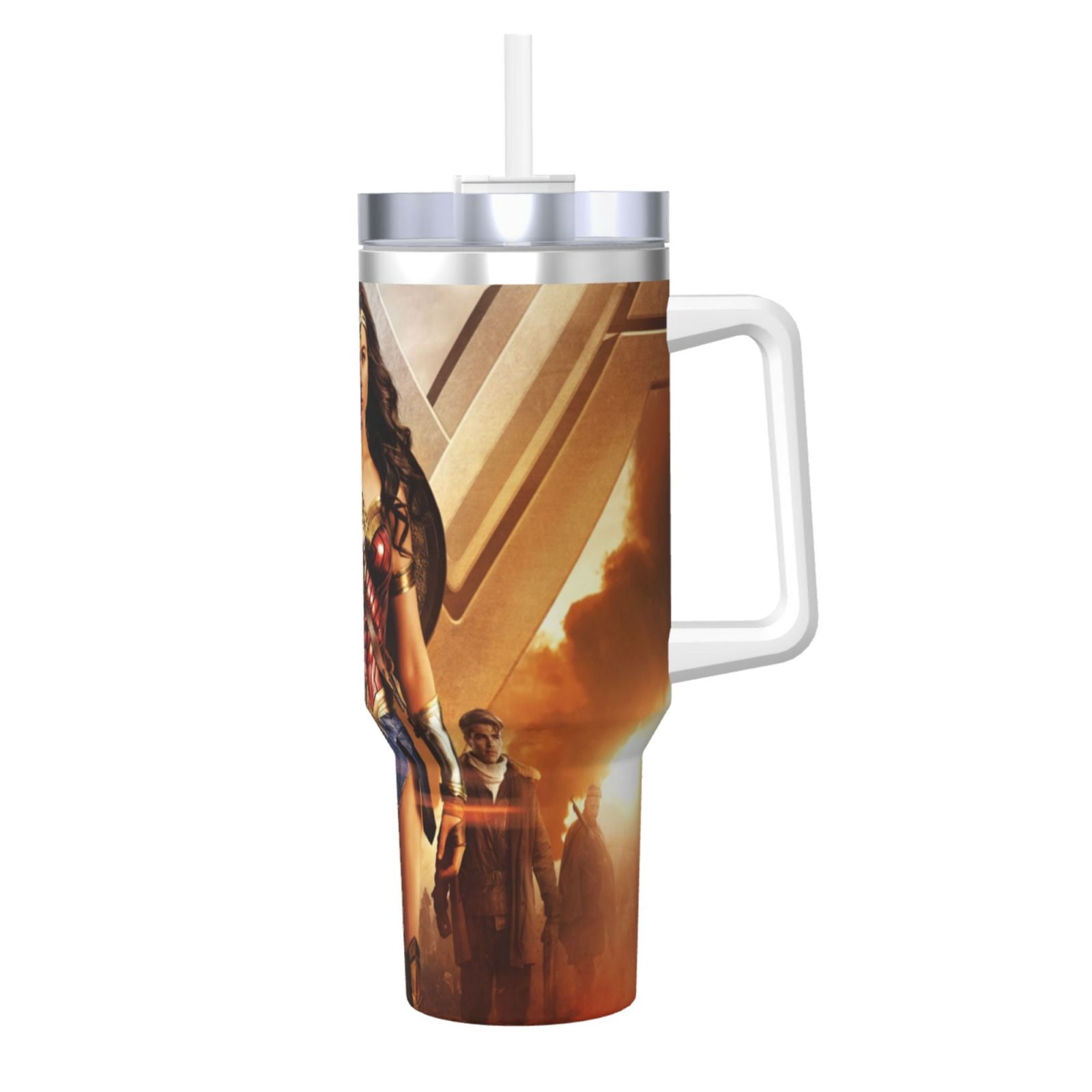 Wonder Woman 40oz Ice Bully With Handle Straw And Lid, Print Stainless ...