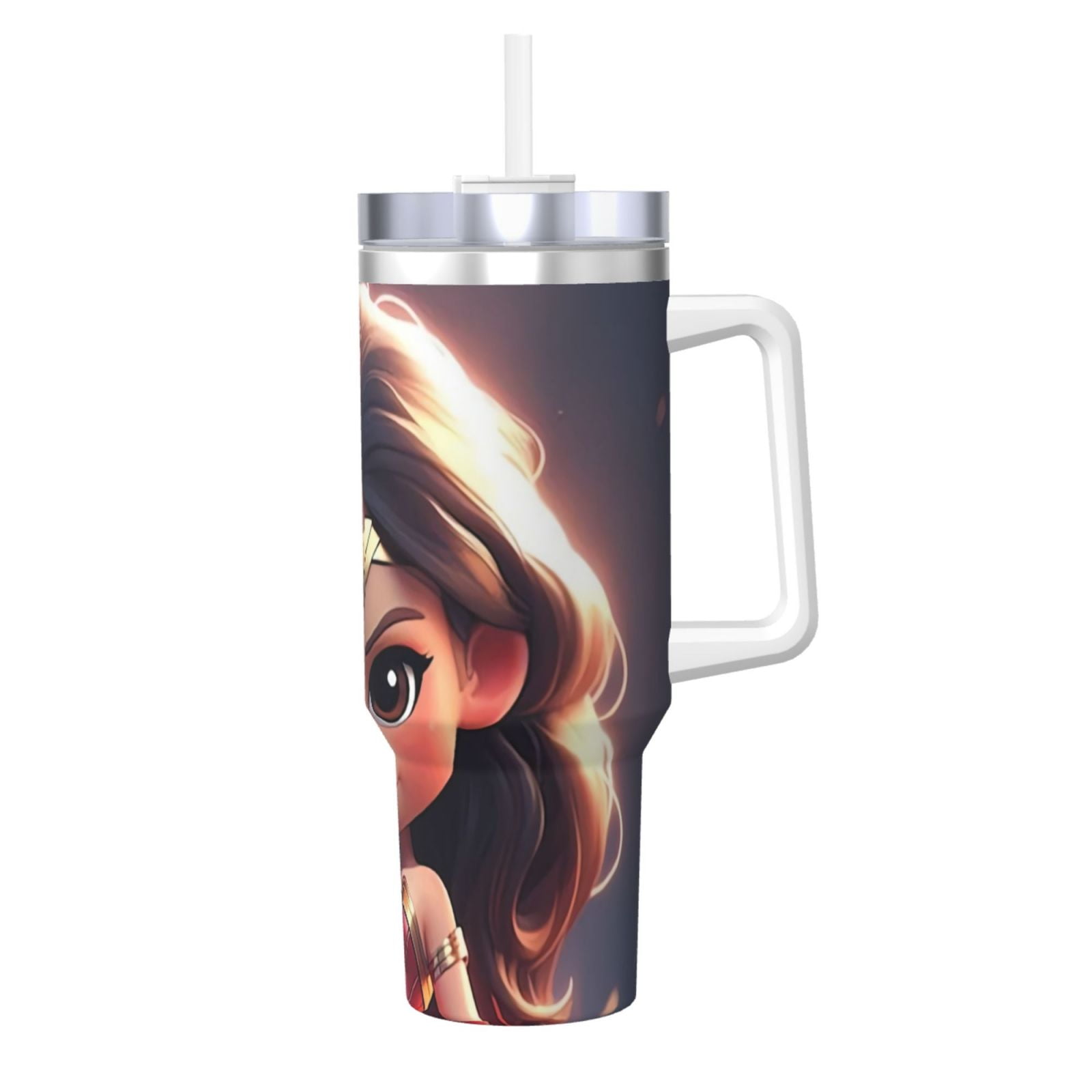 Wonder Woman 40oz Ice Bully With Handle Straw And Lid, Print Stainless ...