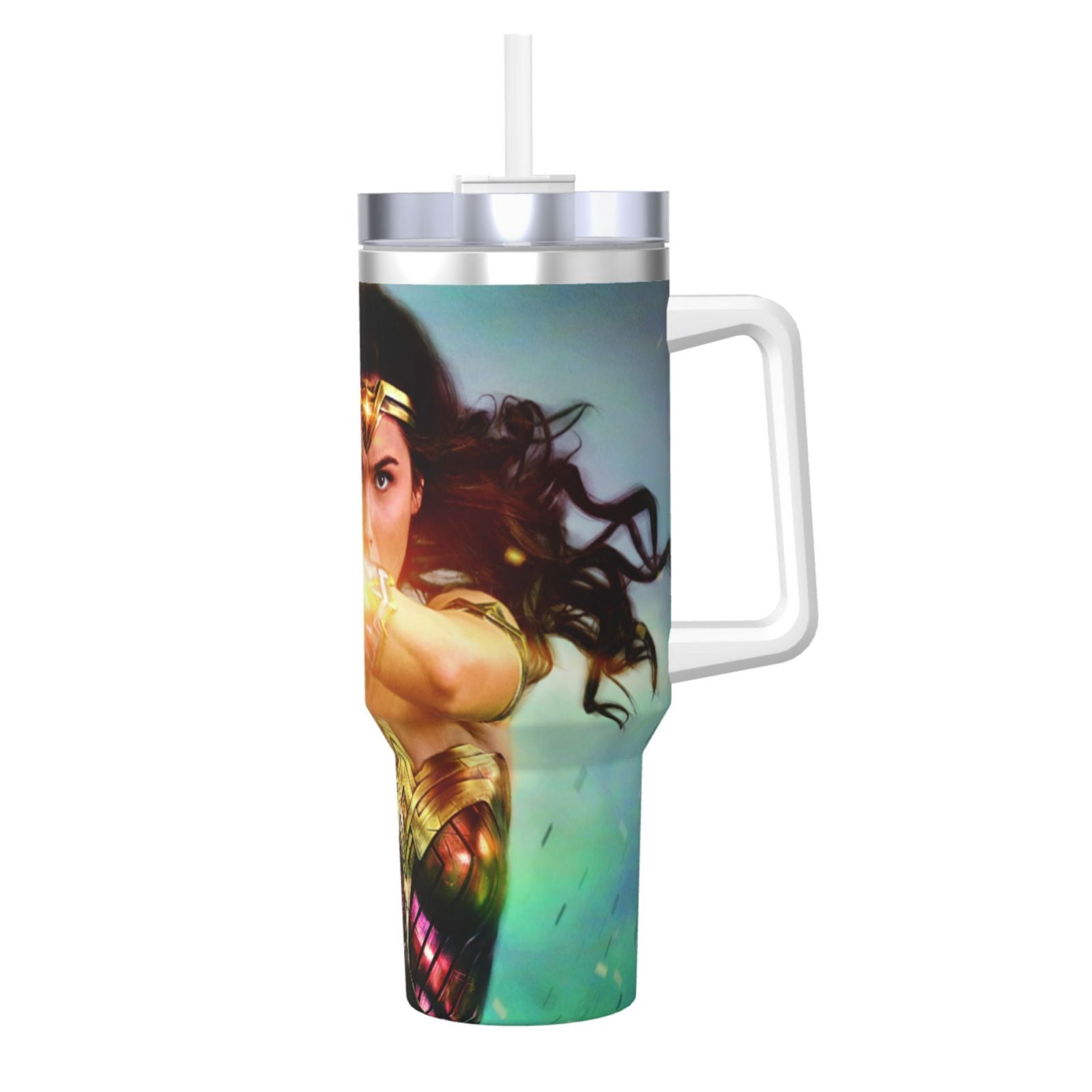 Wonder Woman 40oz Ice Bully With Handle Straw And Lid, Print Stainless ...