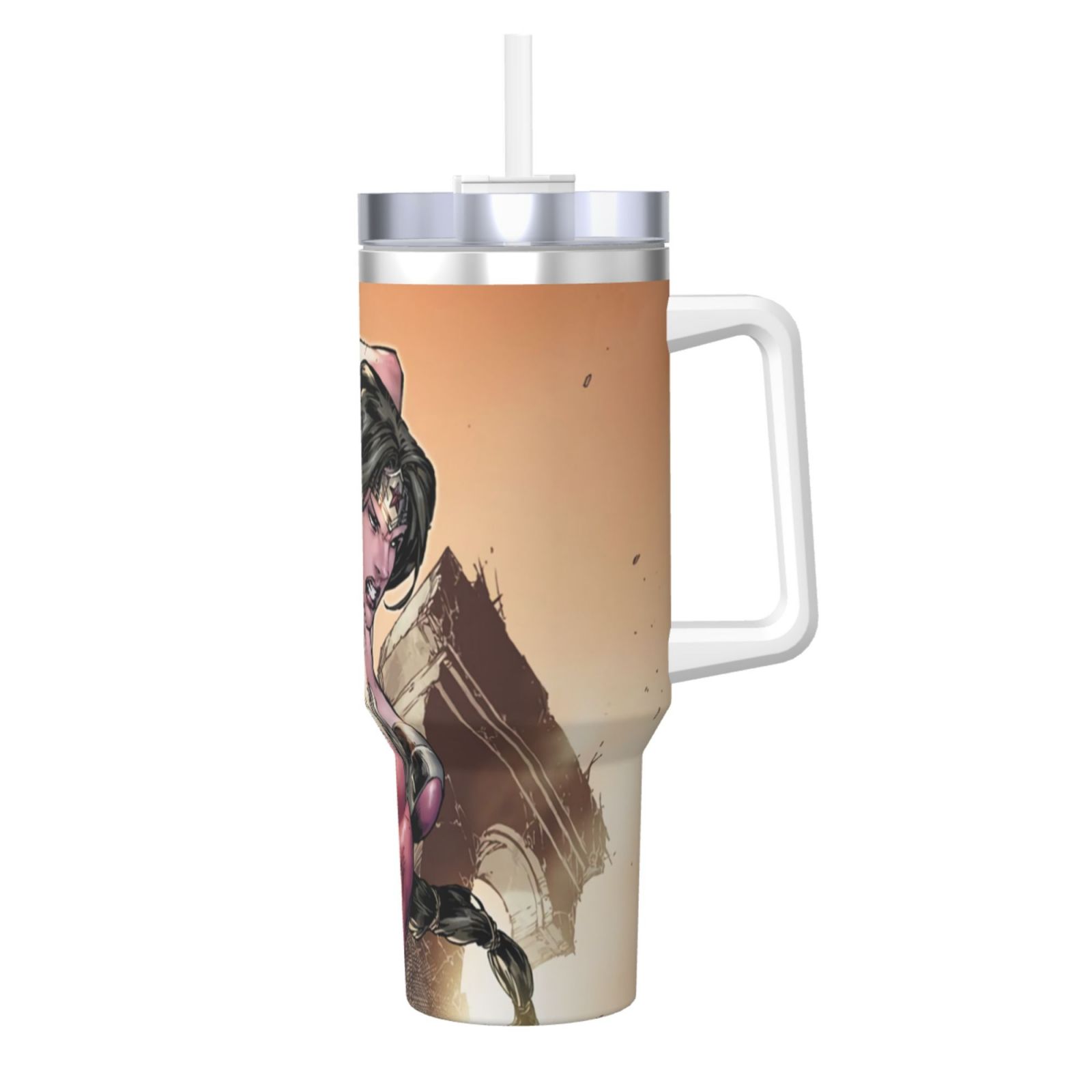 Wonder Woman 40oz Ice Bully With Handle Straw And Lid, Print Stainless ...