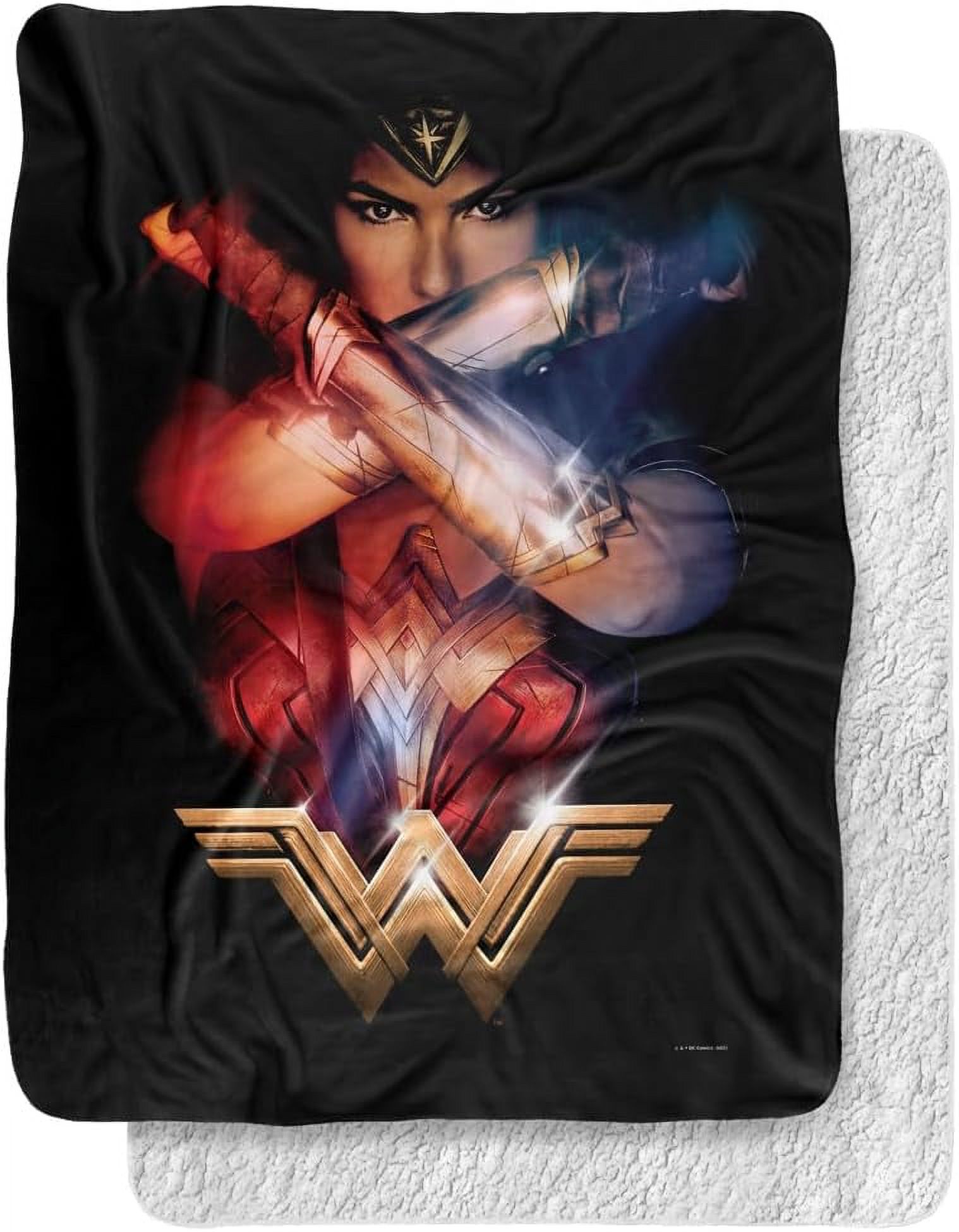 Wonder Woman Arms Crossed 60"x80" Silky Touch Sherpa Back Super Soft ...