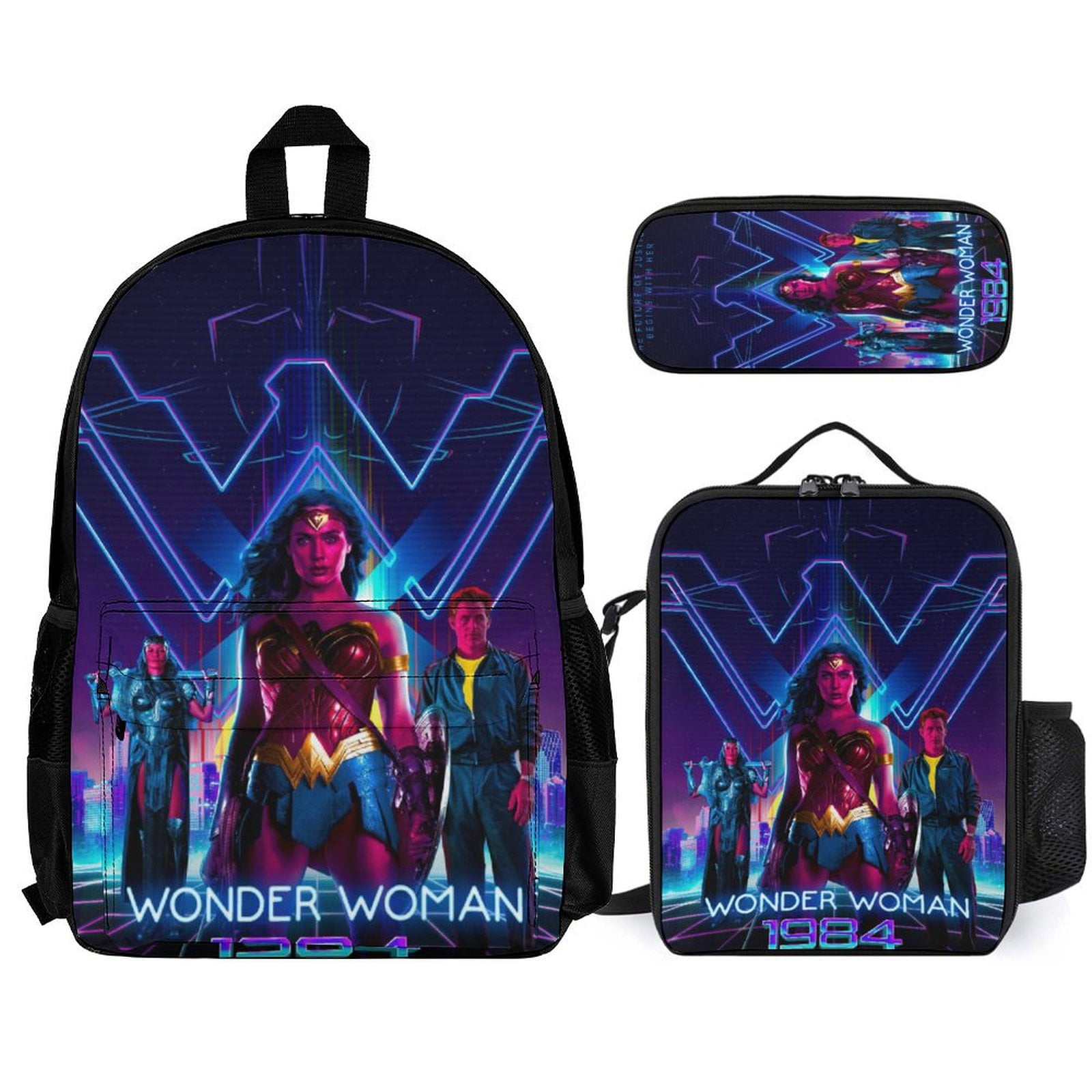 Wonder Woman Backpacks 3 Piece Set Bookbag with Lunch Bag And Pencil ...