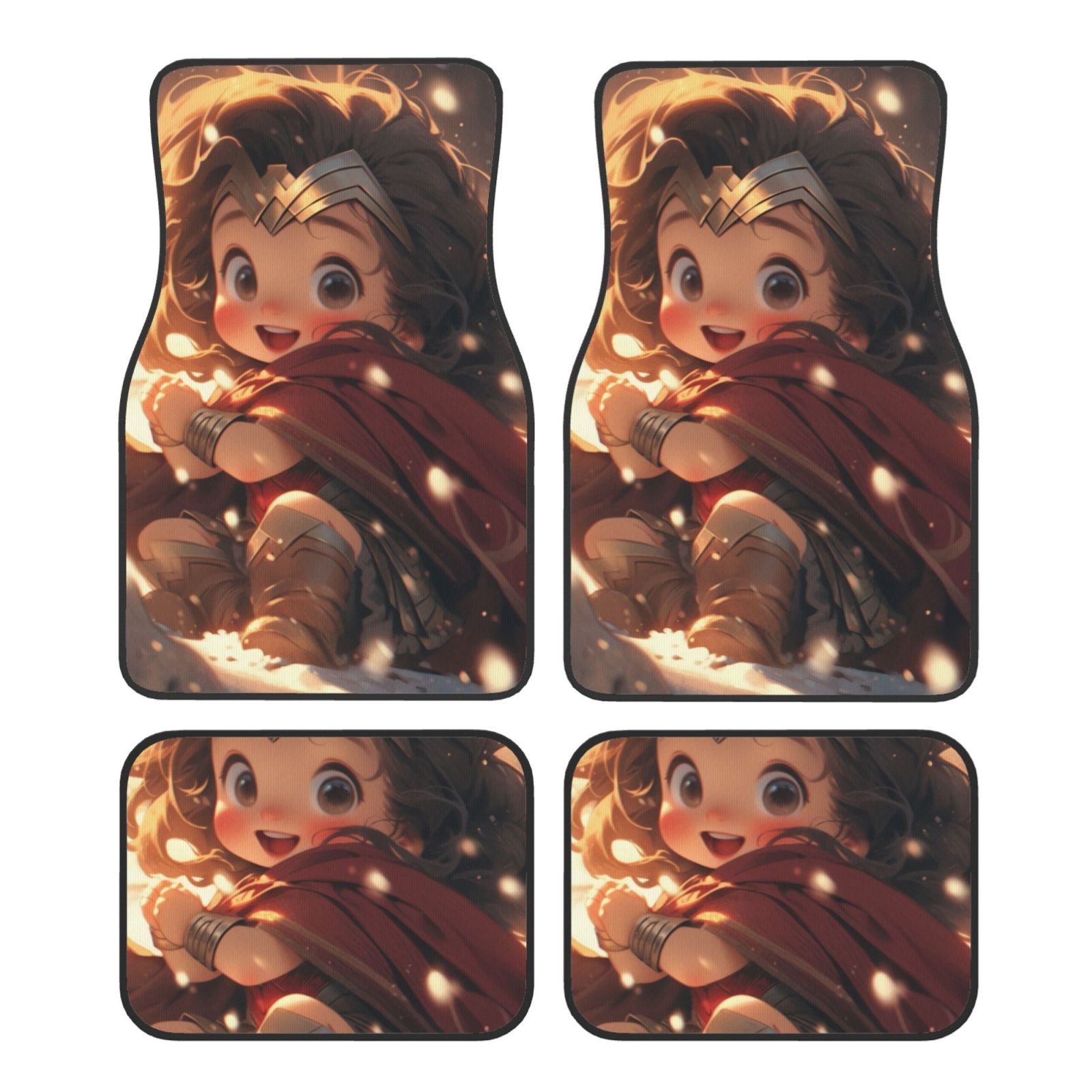 Wonder Woman Car Floor Mats Set of 4, Anti-Skid Universal Automotive ...