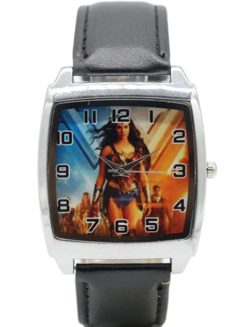 Wonder Woman Character Black Leather Band Wrist Watch - Walmart.com