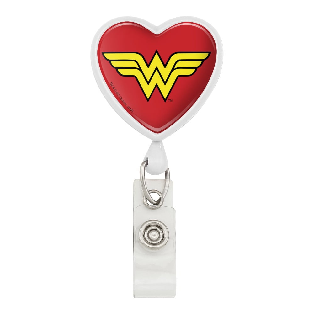 Wonder Woman Classic Logo Heart Lanyard Retractable Reel Badge ID Card ...