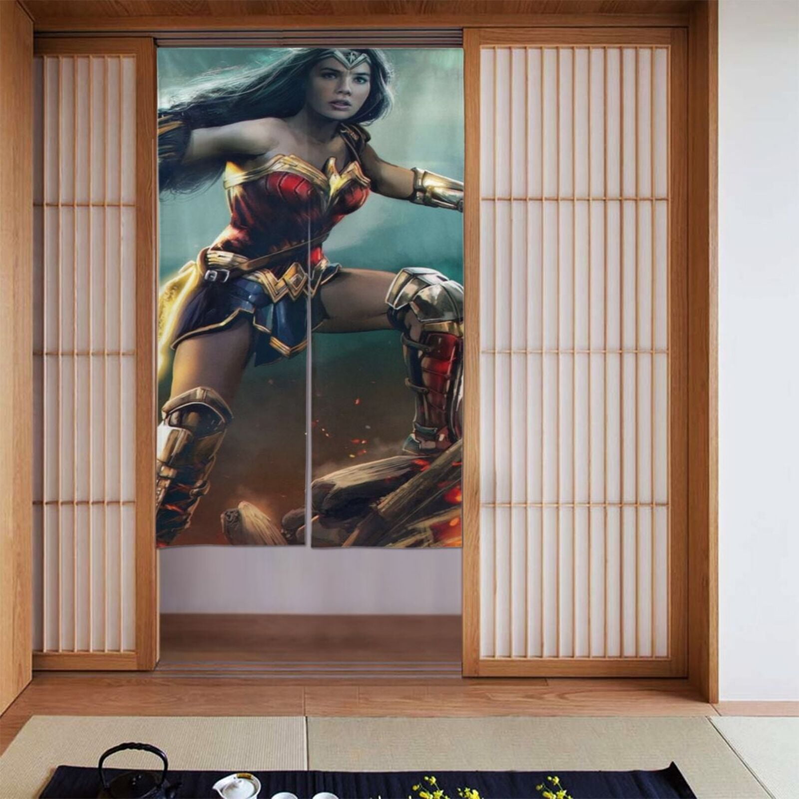 Wonder Woman Door Curtains, Funny 2 Panels Partition Doorway Curtain ...