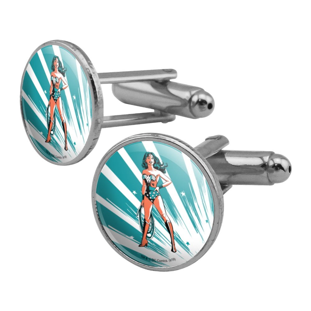 Wonder Woman Flashing Lights Round Cufflink Set Silver Color - Walmart.com