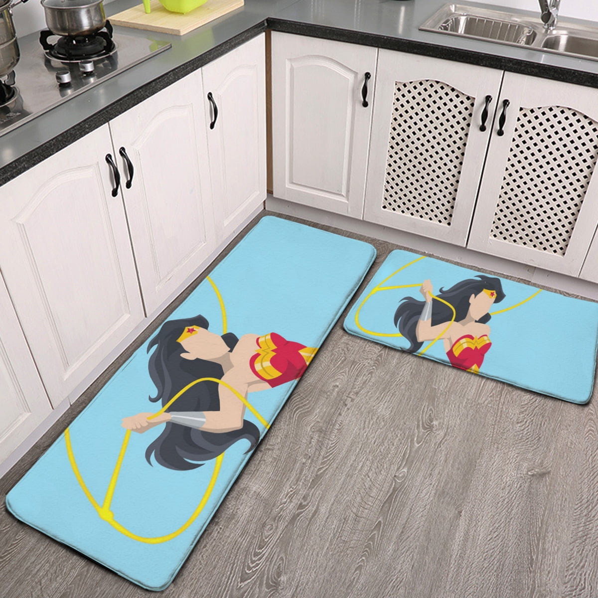 Wonder Woman Kitchen Mat, 2-Piece Kitchen Rug, Anti-Fatigue Kitchen ...