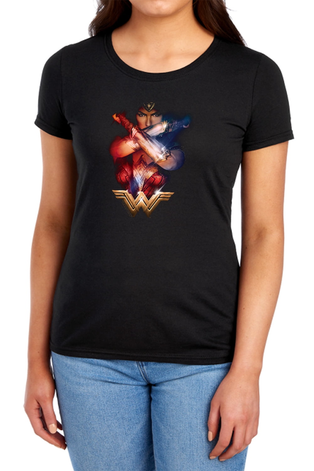 Wonder Woman Movie Arms Crossed Women's T Shirt (Large) Black - Walmart.com