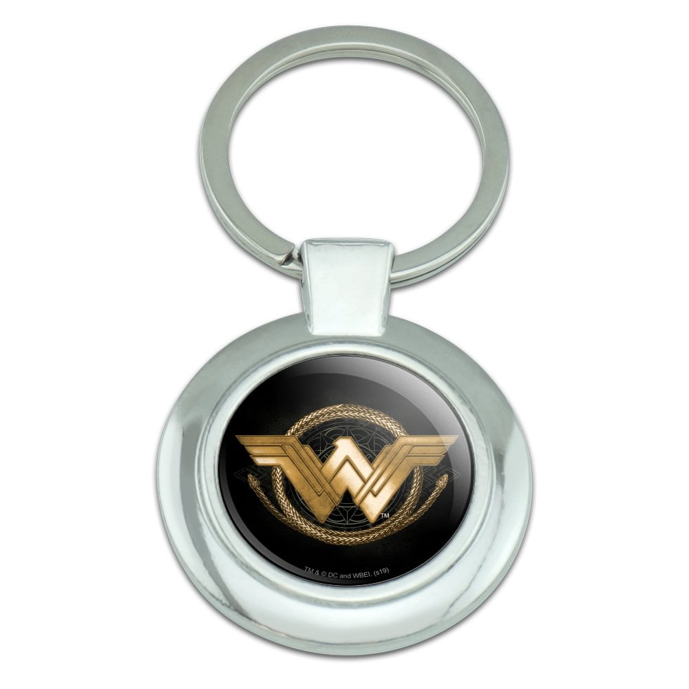 Wonder Woman Movie Golden Lasso Logo Keychain Classy Round Chrome ...