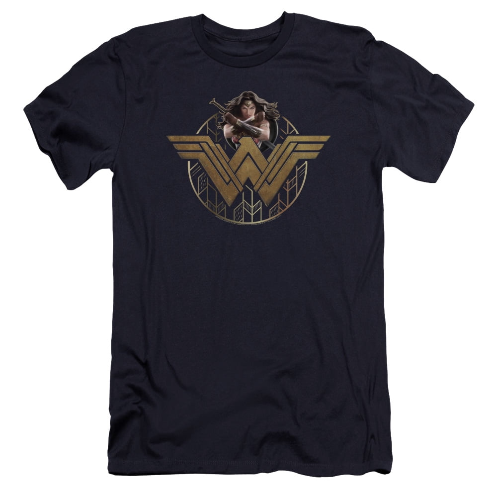 Wonder Woman Movie - Power Stance And Emblem - Premium Slim Fit Short ...