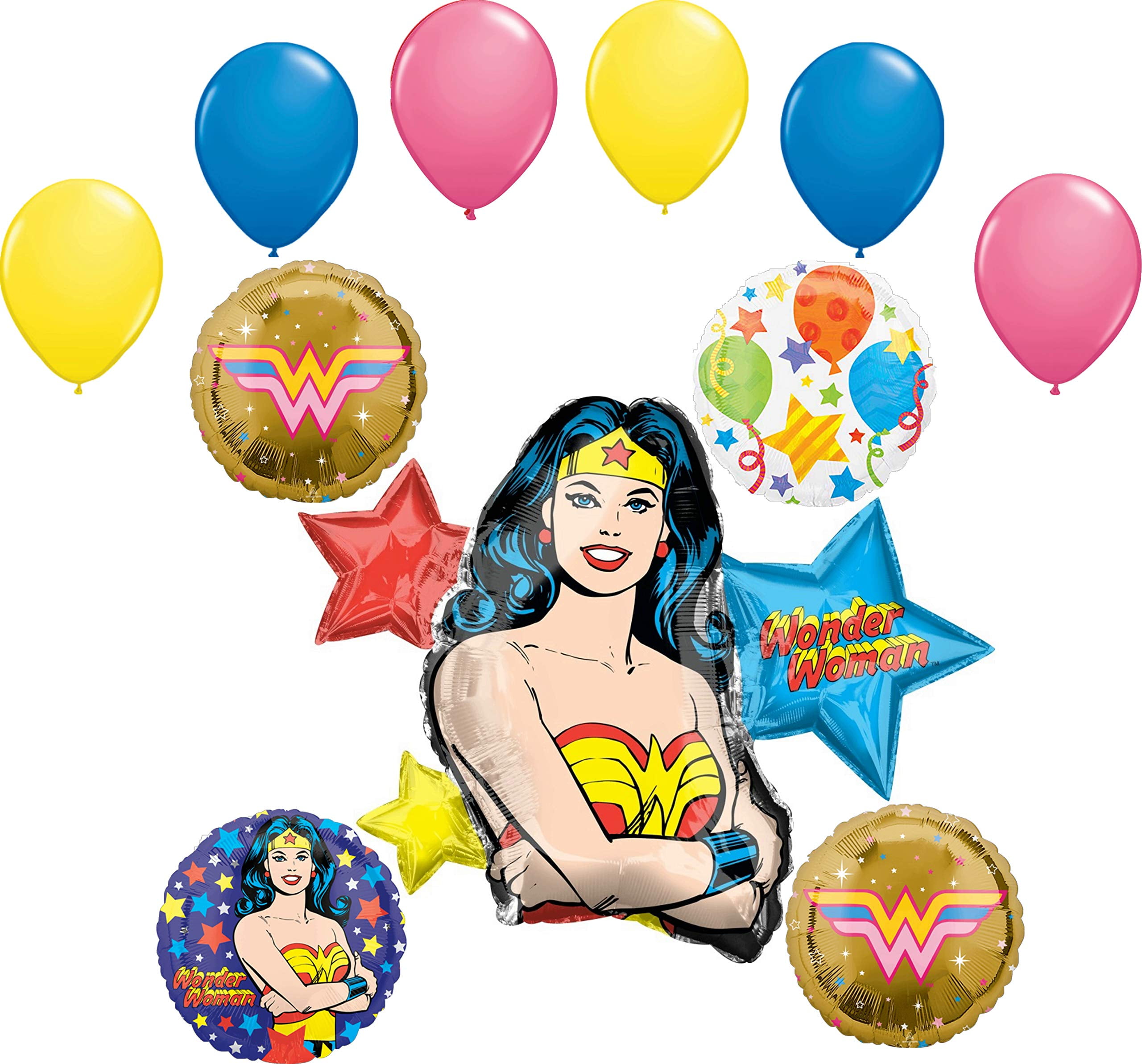 Wonder Woman Party Supplies 11pc Birthday Balloon Bouquet Decorations ...