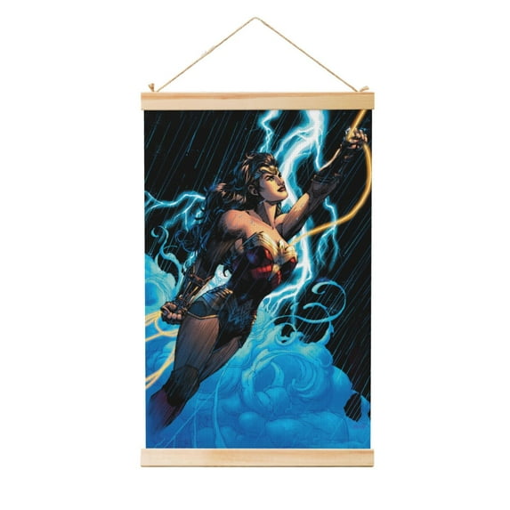 Wonder Woman Poster Canvas Wooden Shaft Hanging Poster Home Decor ...
