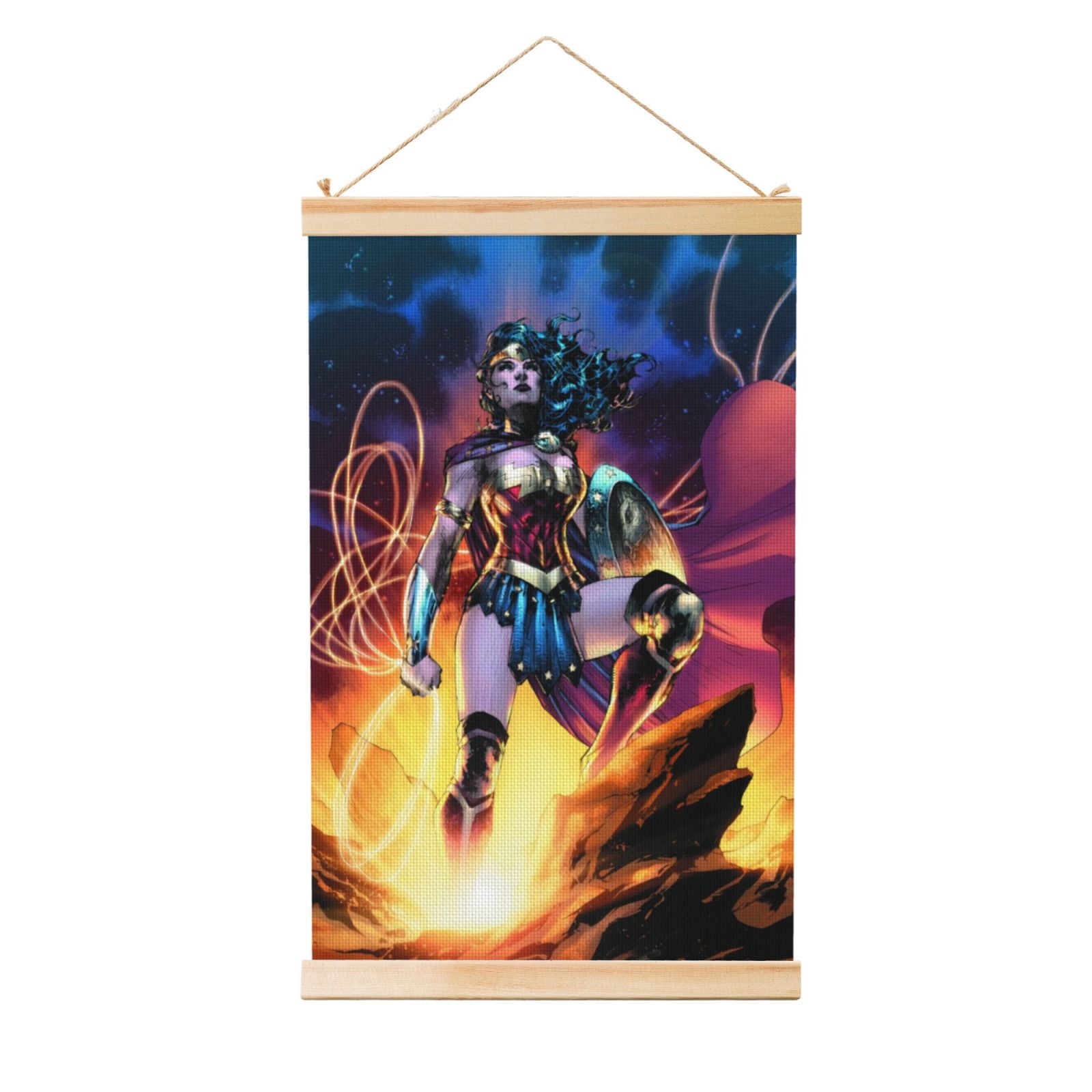 Wonder Woman Poster Canvas Wooden Shaft Hanging Poster Home Decor ...