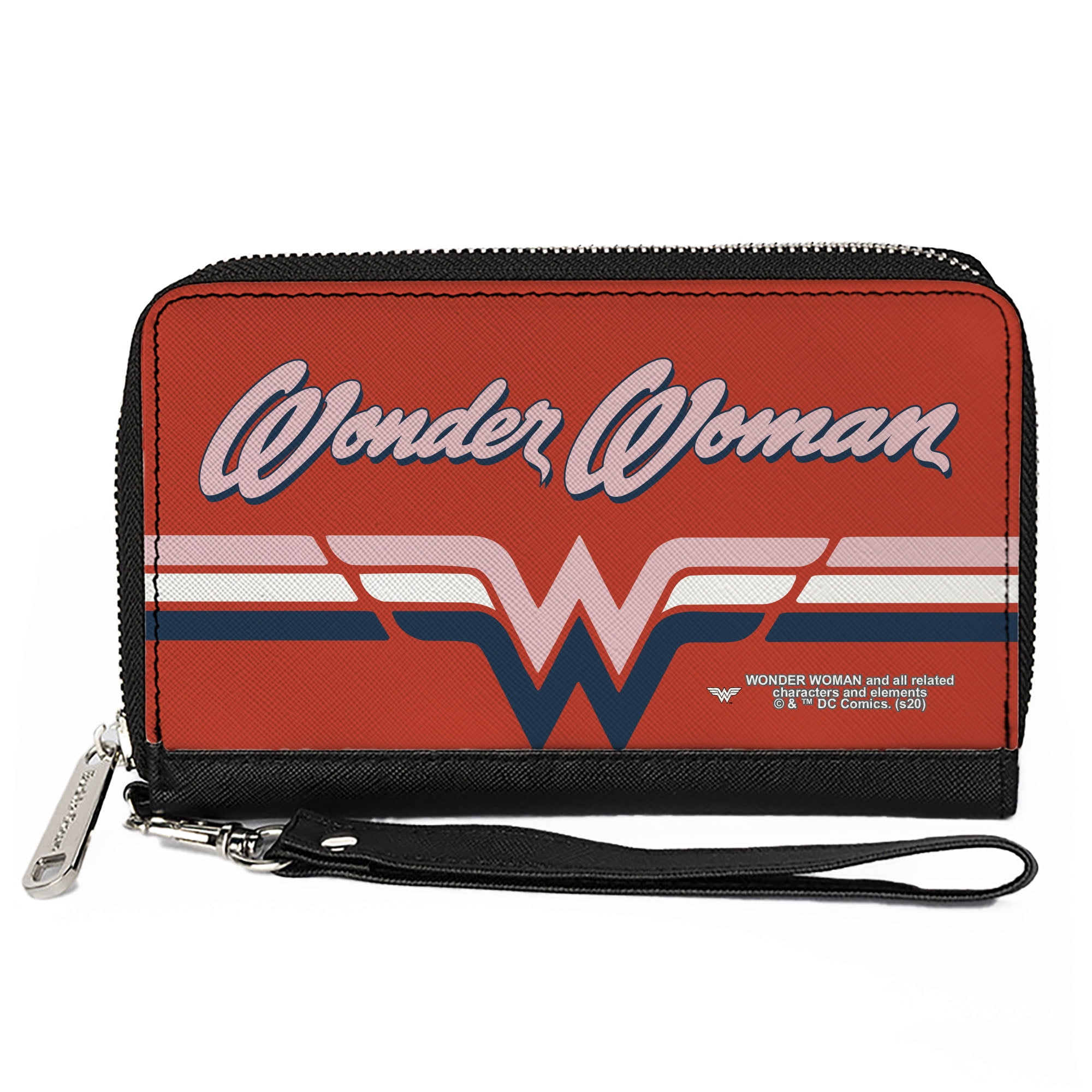DC Comics Wallet, Zip Around, Wonder Woman Script Logo Striping Red ...