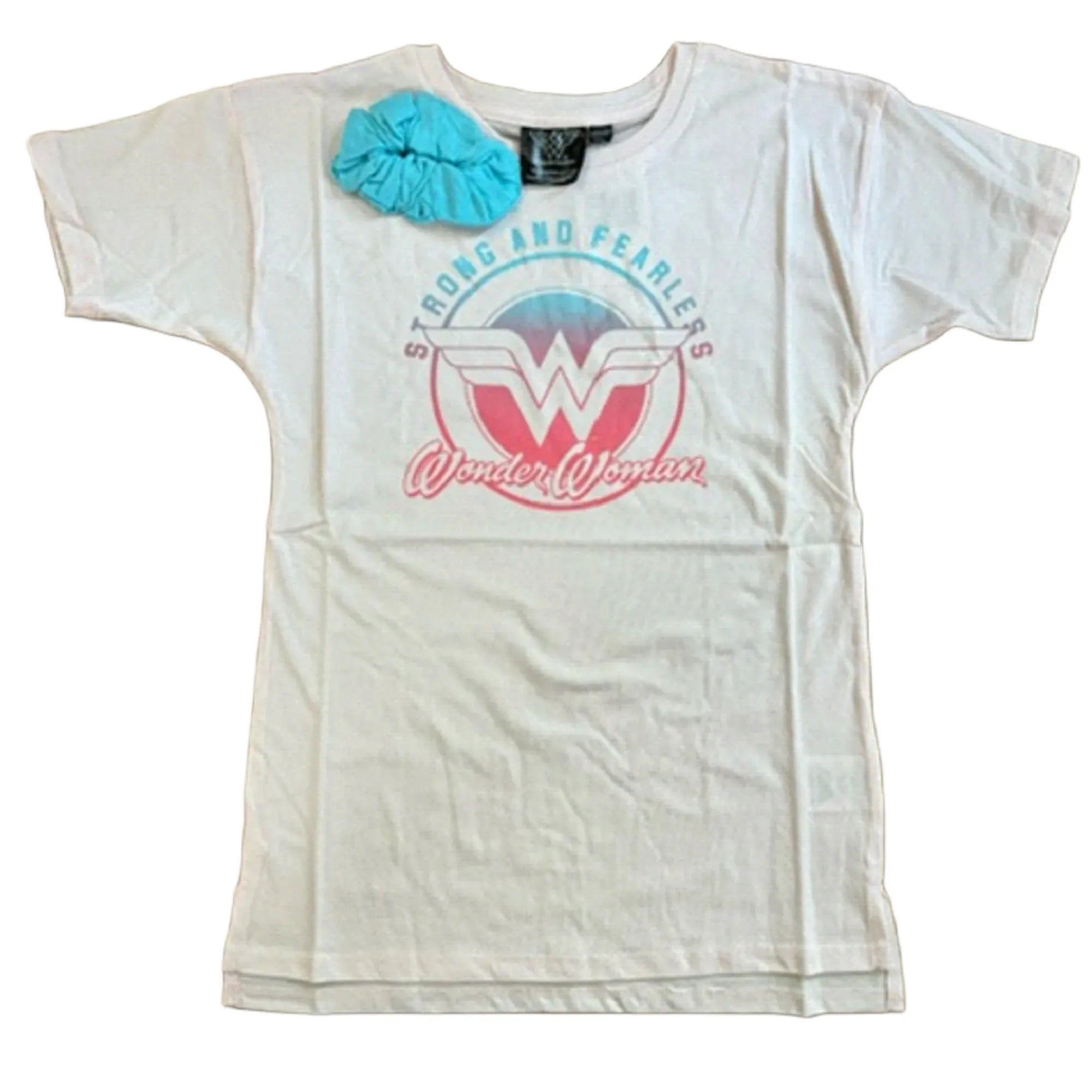 Wonder Woman Strong and Fearless Pink Big Girl's T-Shirt With Hair ...