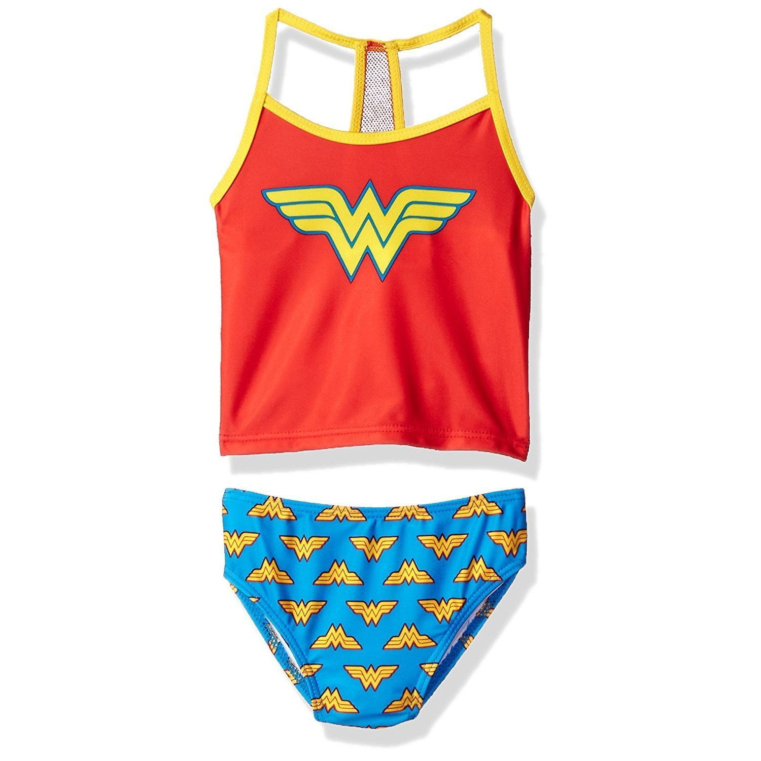 Wonder Woman Superhero Girls Tankini Swimwear Swimsuit (4, Red/Blue ...