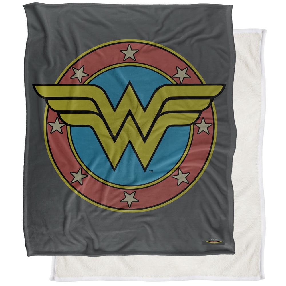 Wonder Woman WW Vintage Emblem Silky Touch Sherpa Back Super Soft Throw ...